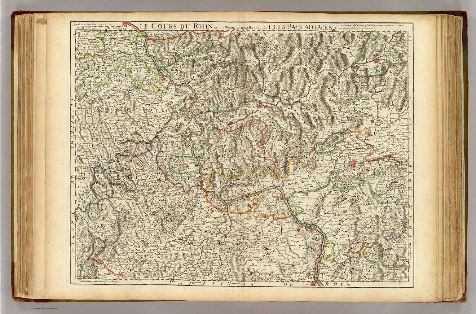 Le Cours du Rhin depuis Worms, jusqu'a Bonne, et le pays adjacens ...