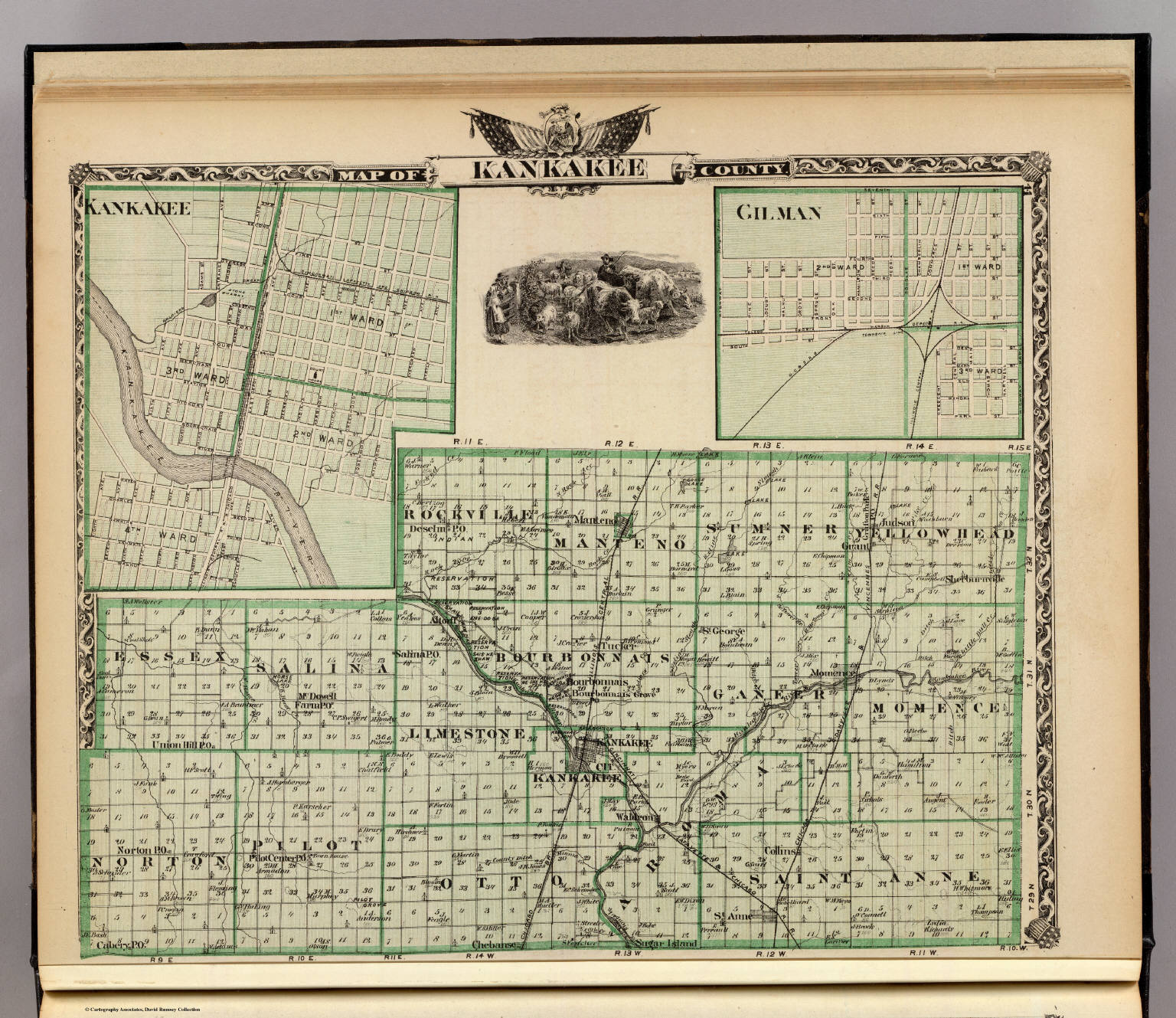 Map of Kankakee County, Kankakee and Gilman. - David Rumsey Historical ...
