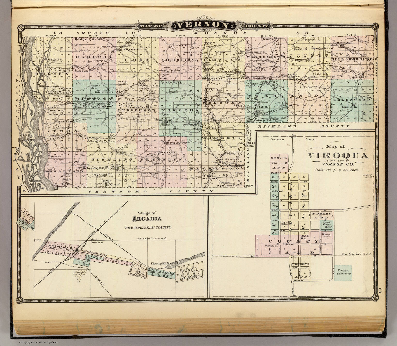 Map of Vernon County, Arcadia and Viroqua. - David Rumsey Historical ...