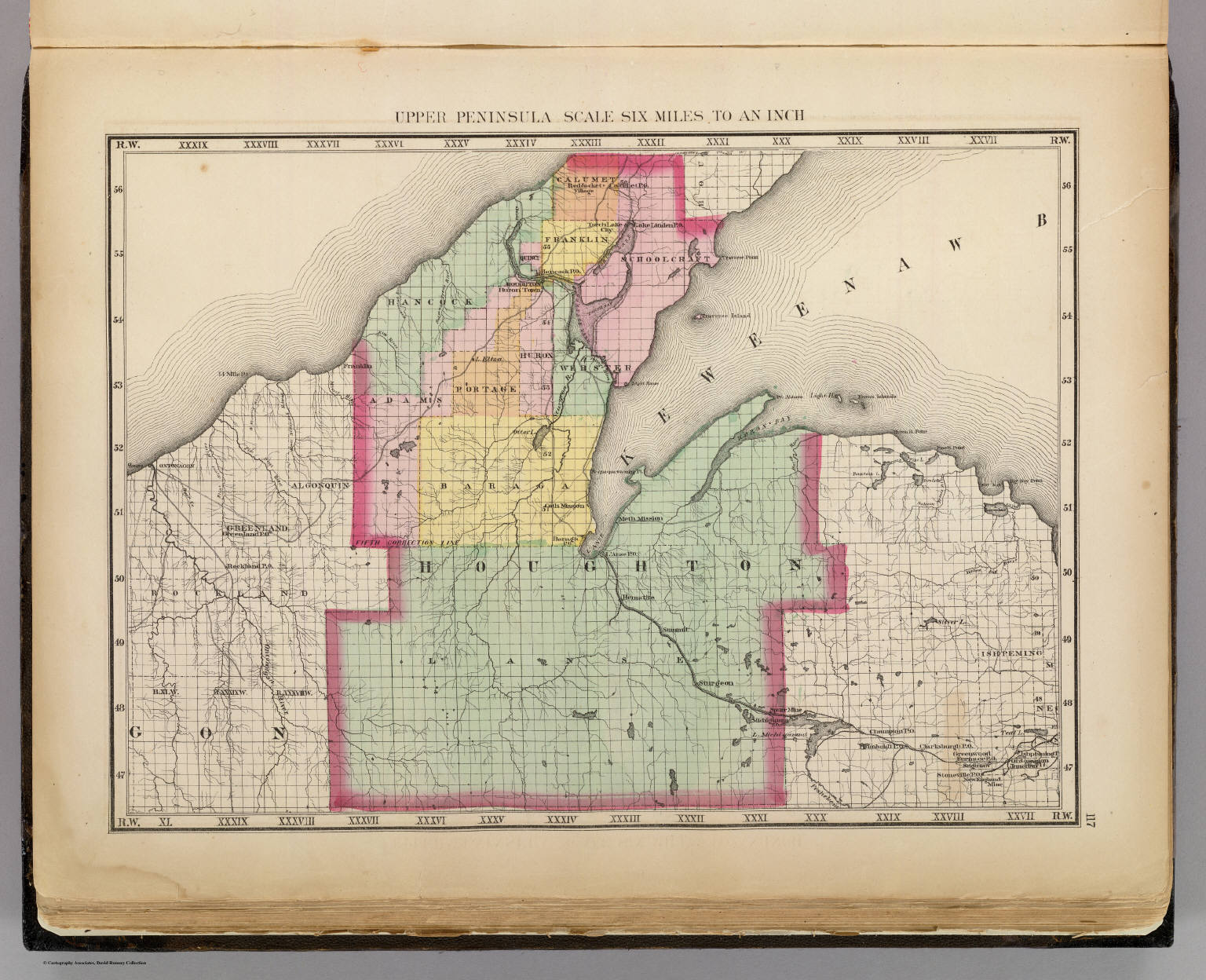 Upper Peninsula, scale six miles to an inch (Houghton County) - David ...