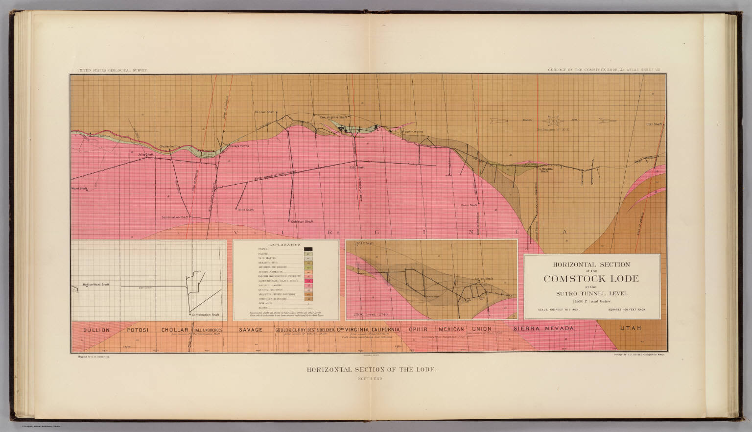 Horizontal Section of the Comstock Lode at the Sutro Tunnel Level ...