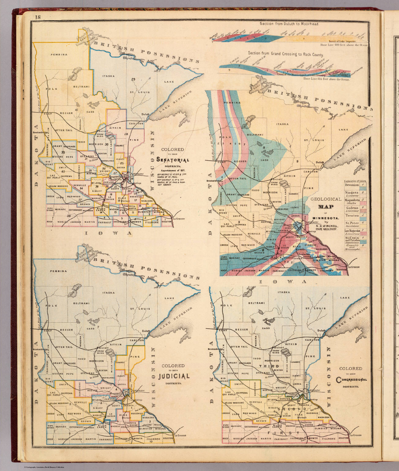 Geological map of Minnesota by N.H. Winchell, State Geologist. (with ...