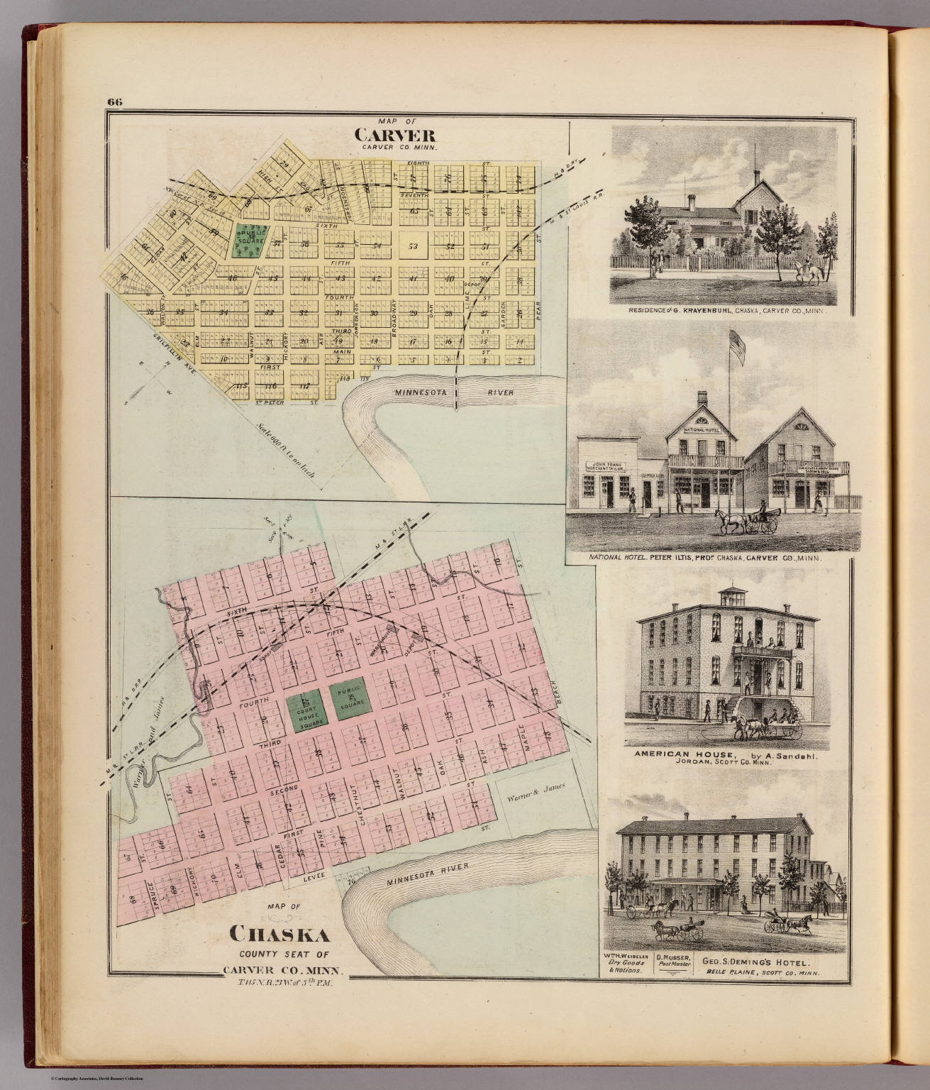 Map of Chaska and Map of Carver, Carver Co., Minn., with 4 views ...
