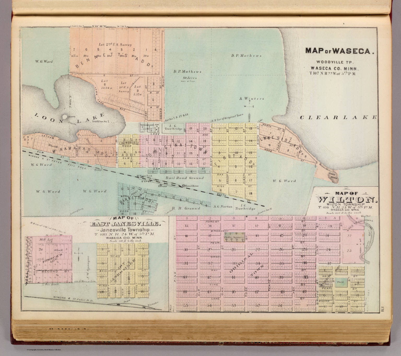 Map of Waseca, Map of East Janesville, Map of Wilton, Minn. - David ...