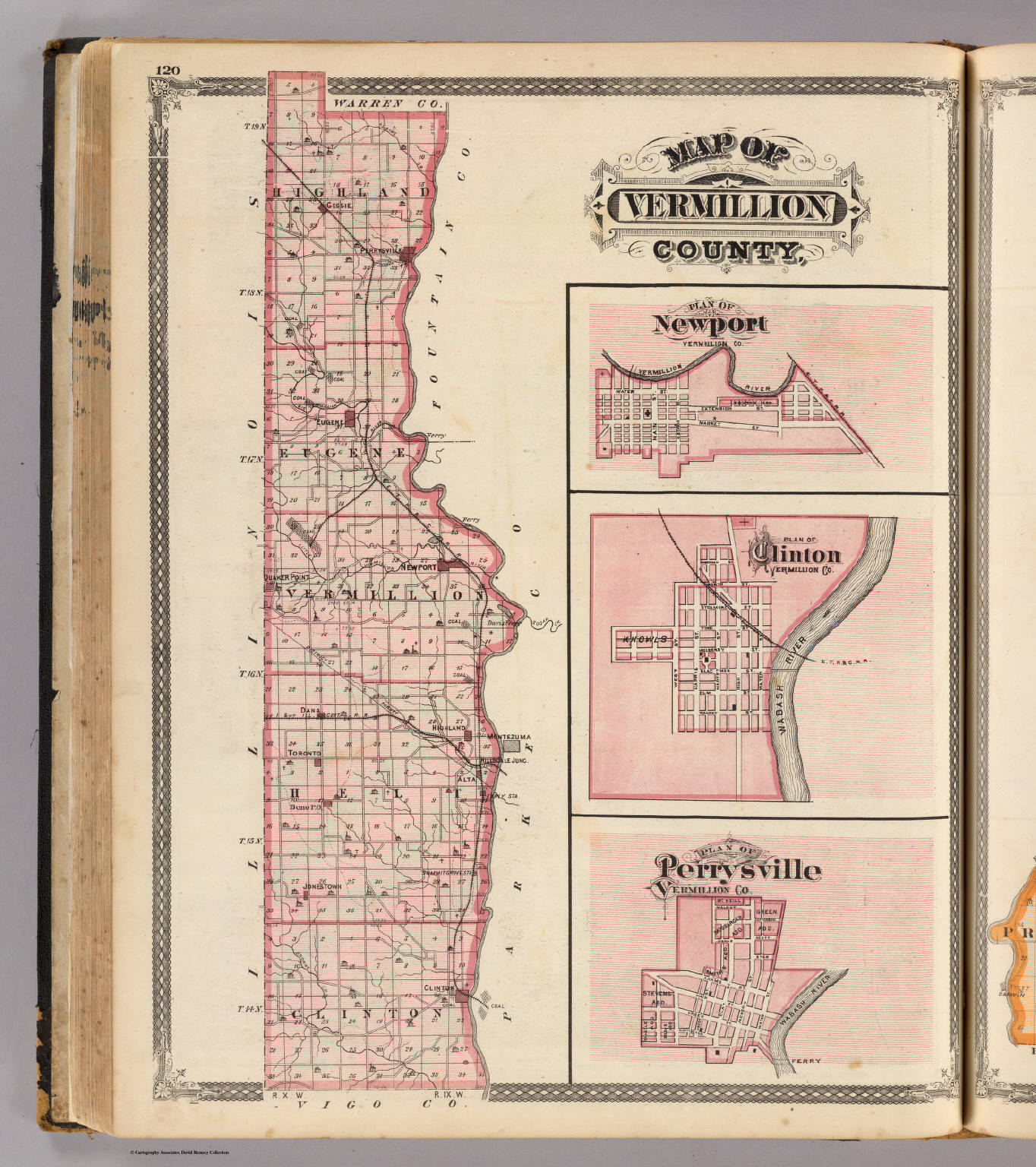 Map of Vermillion County (with) Newport, Clinton, Perrysville. - David ...