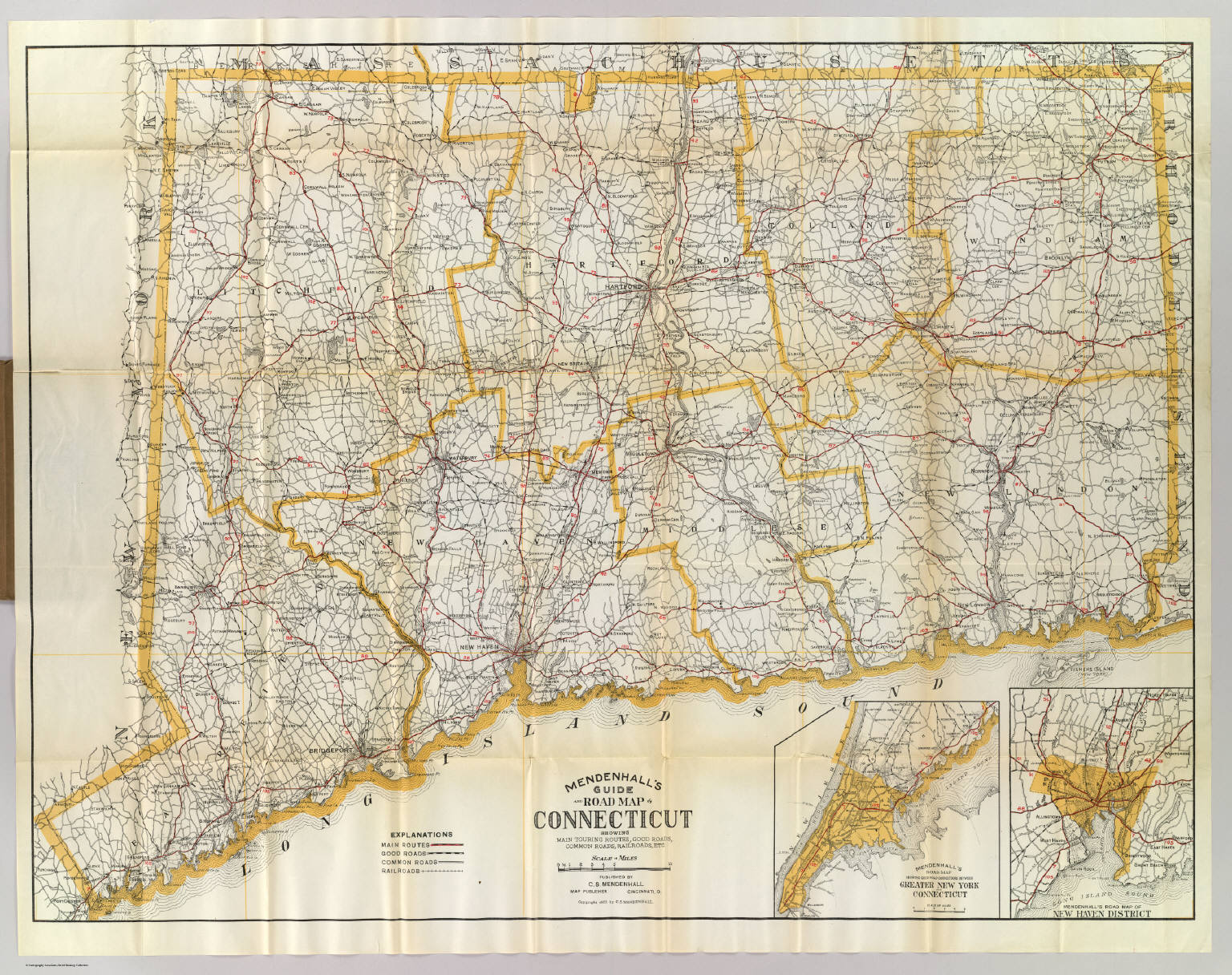 Mendenhall's guide, road map Connecticut. - David Rumsey Historical Map ...