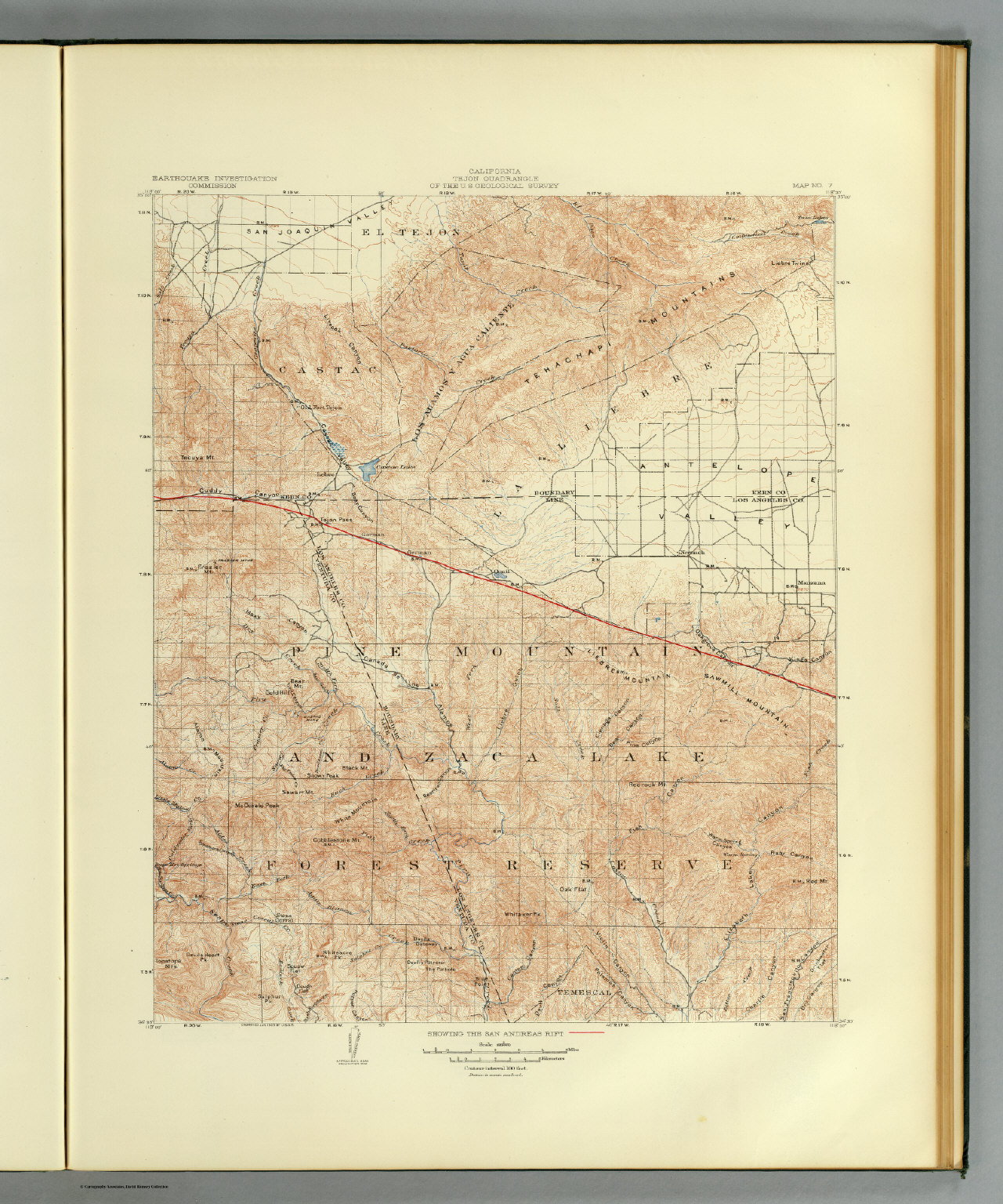 Tejon quadrangle showing San Andreas Rift. - David Rumsey Historical ...