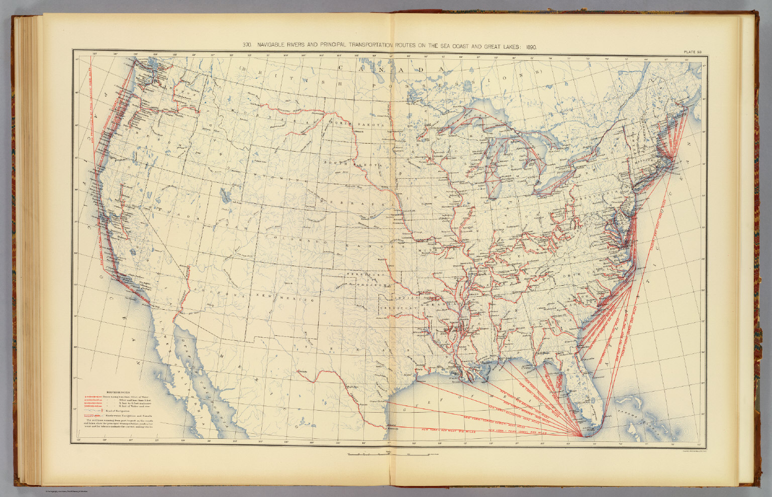 59. Navigable rivers, routes 1890. - David Rumsey Historical Map Collection