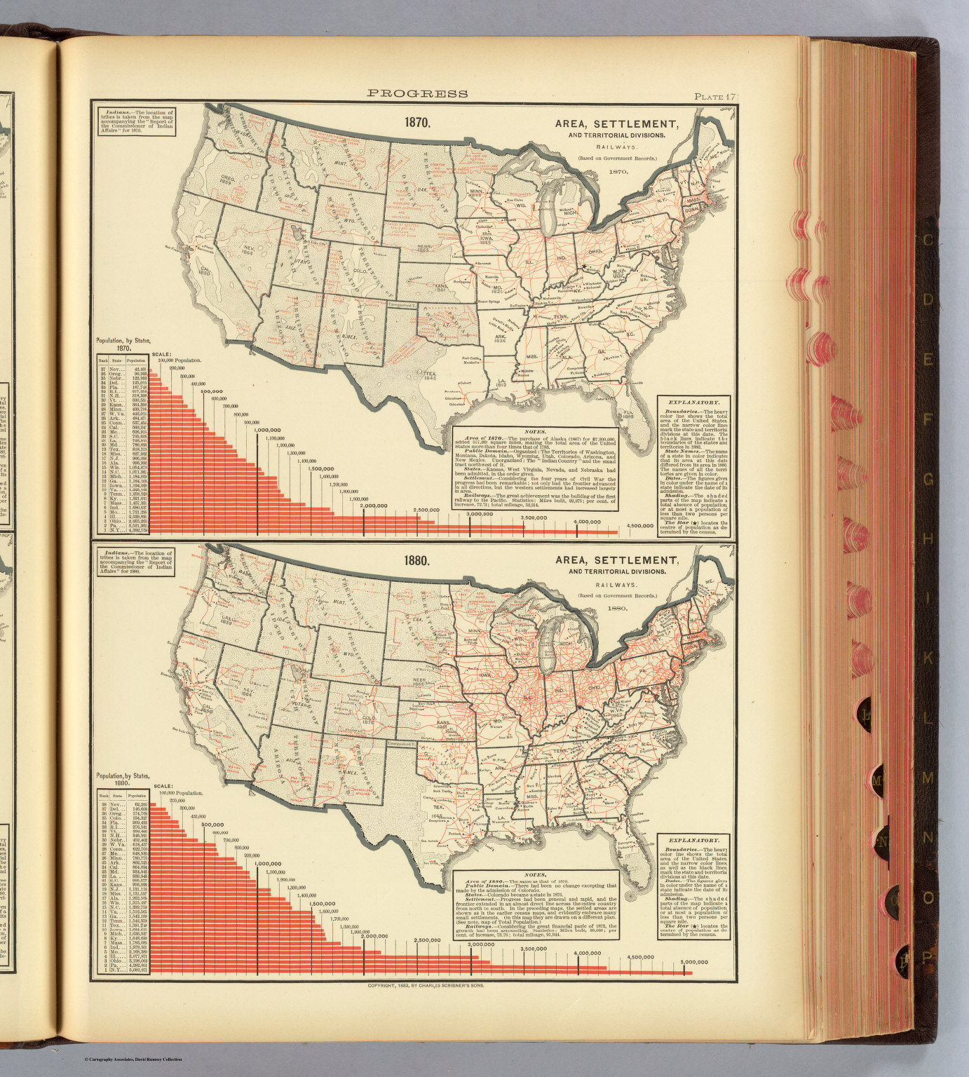 17. 1870, 1880 area, settlement, territorial divisions, railways ...