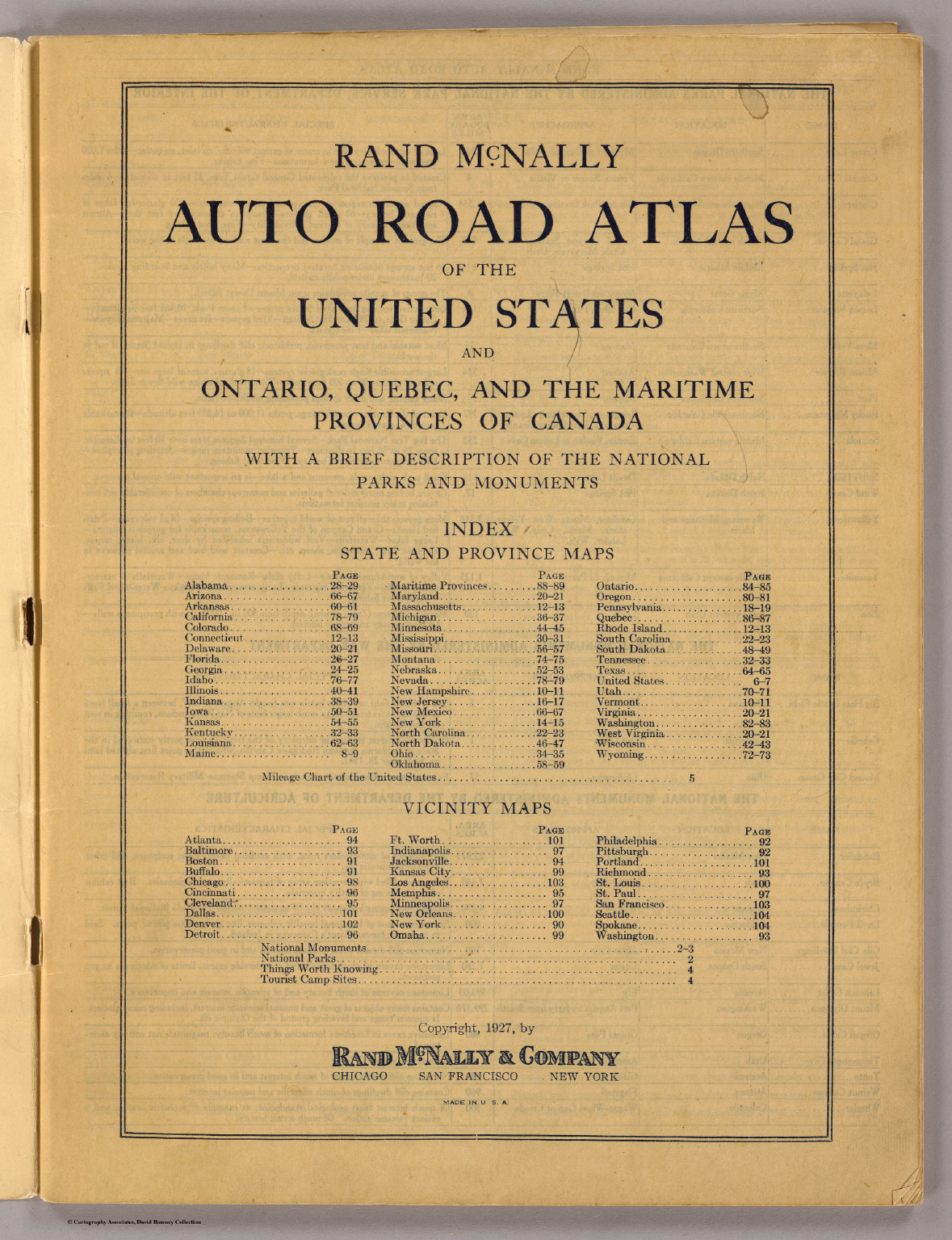 Title Page: Rand McNally auto road atlas of the United States and ...