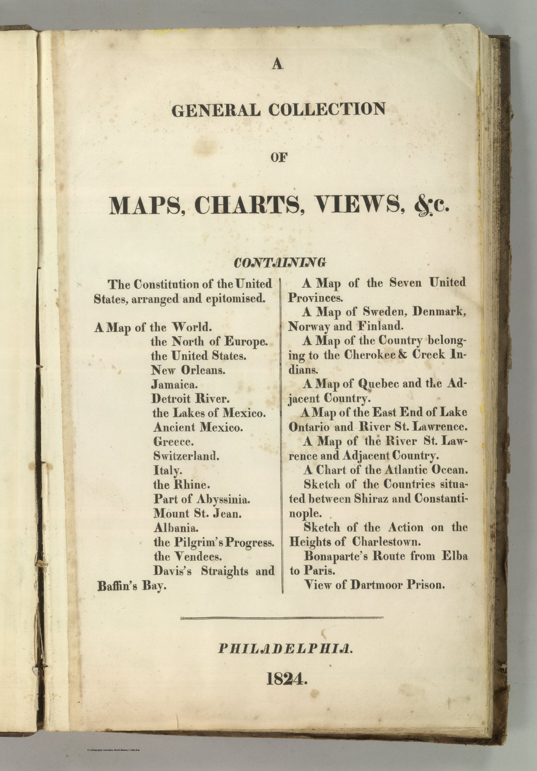 Title Page: A General Collection Of Maps, Charts, Views, &c. - David ...