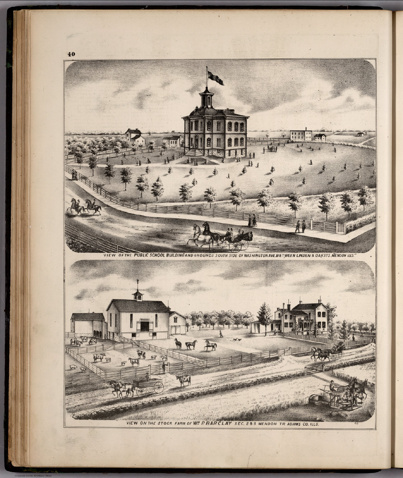 View: Public School, Mendon, Illinois. Farm of Wm. P. Barclay, Adams ...