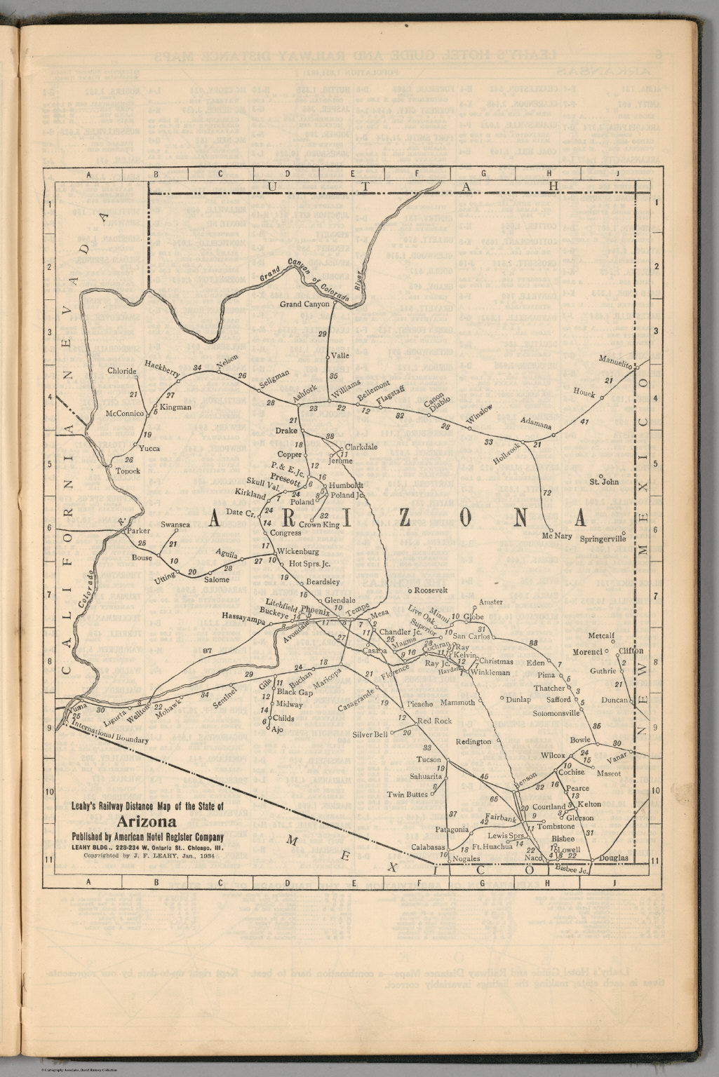 Railway Distance Map of the State of Arizona - David Rumsey Historical ...
