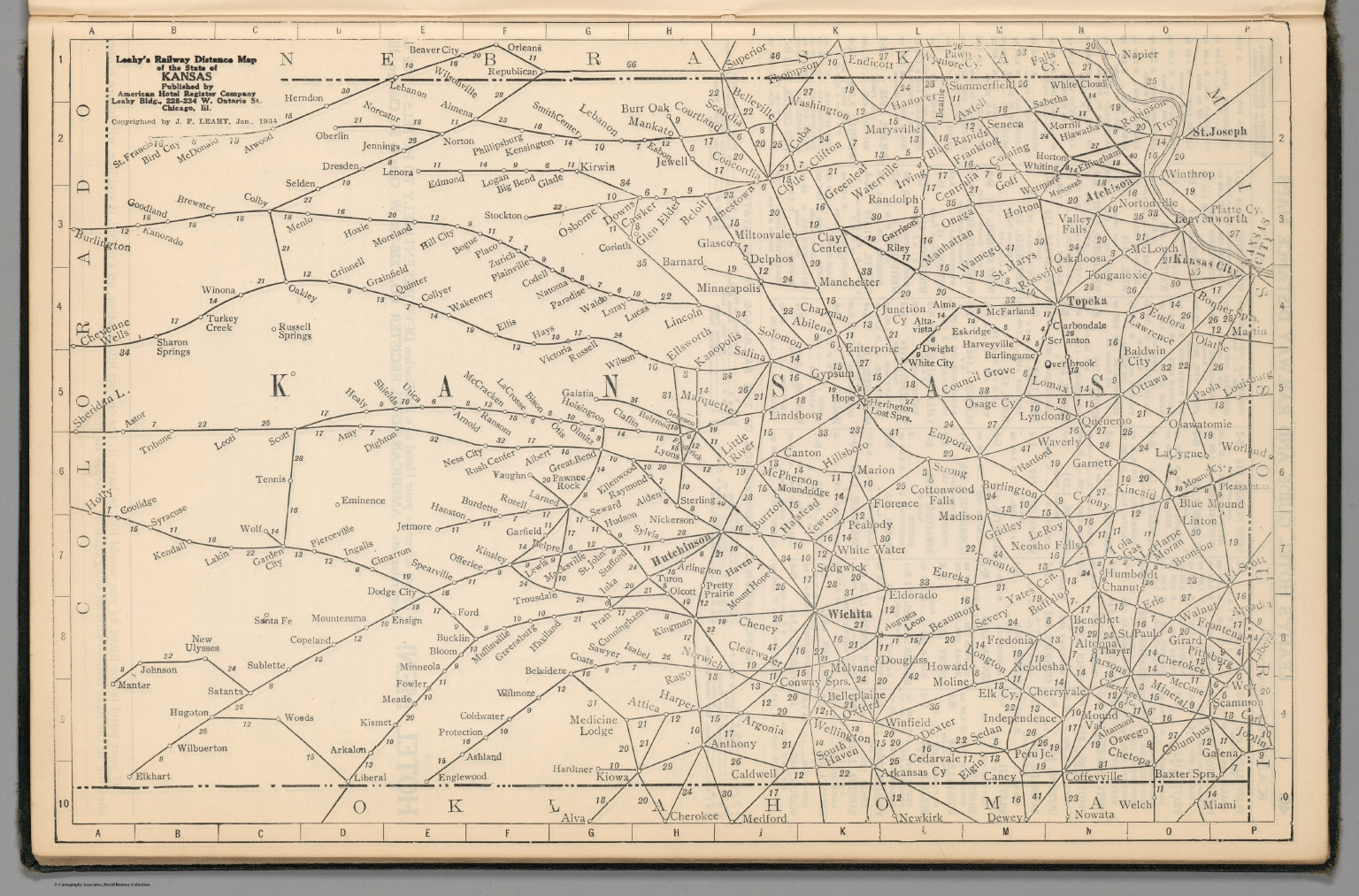 Railway Distance Map of the State of Kansas - David Rumsey Historical ...