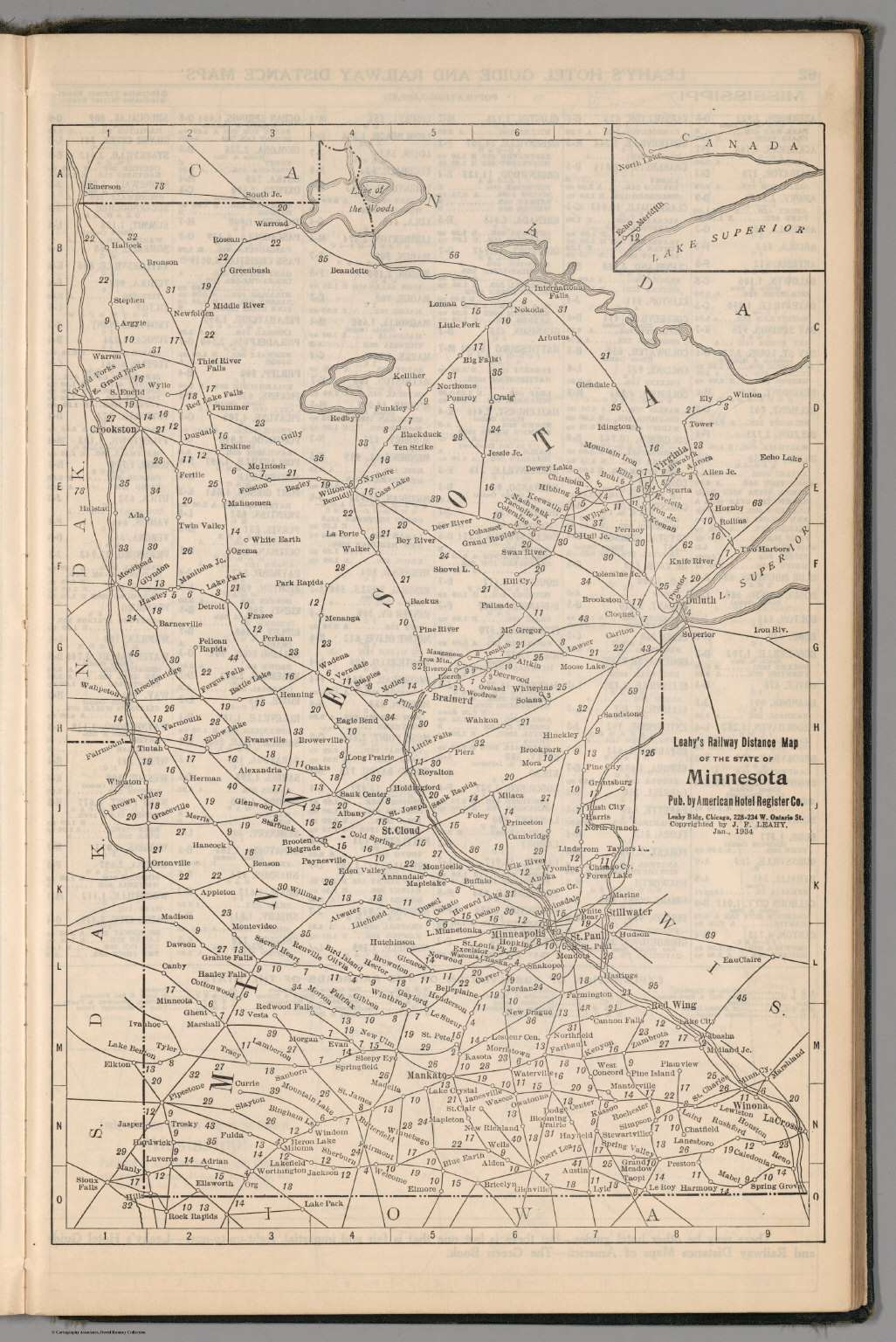 (Continues) Railway Distance Map of the State of Minnesota - David ...