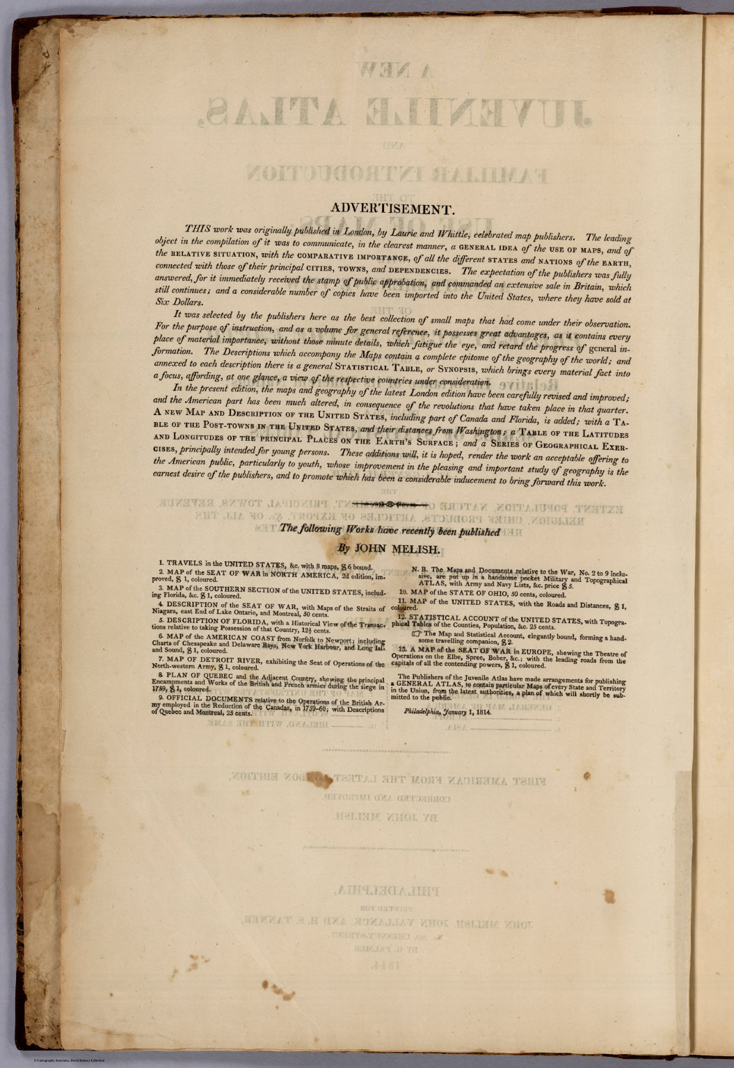 Advertisement: A New Juvenile Atlas 1814 - David Rumsey Historical Map ...