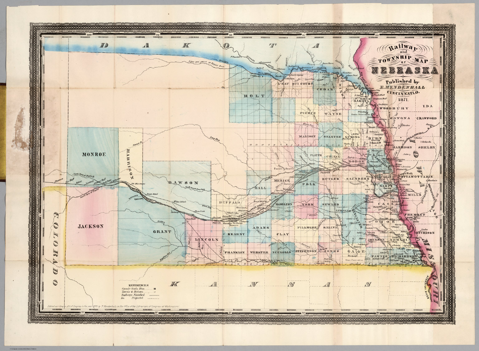Railway and Township Map Of Nebraska. - David Rumsey Historical Map ...
