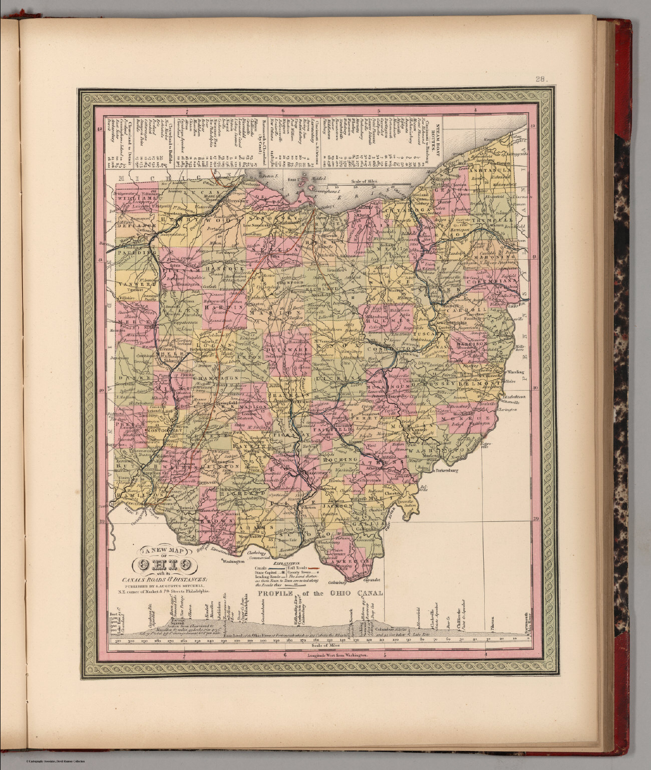 New Map of Ohio with its Canals, Roads & Distances - David Rumsey ...