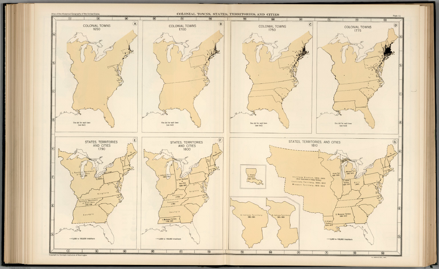 Plate 61. Colonial Towns, States, Territories, and Cities, 1650 - 1810 ...