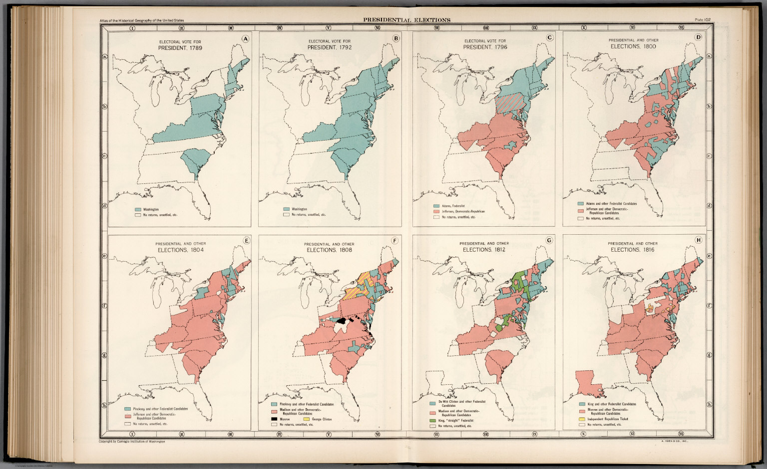 Plate 102. Presidential Elections. Electoral Vote for President, 1789 ...