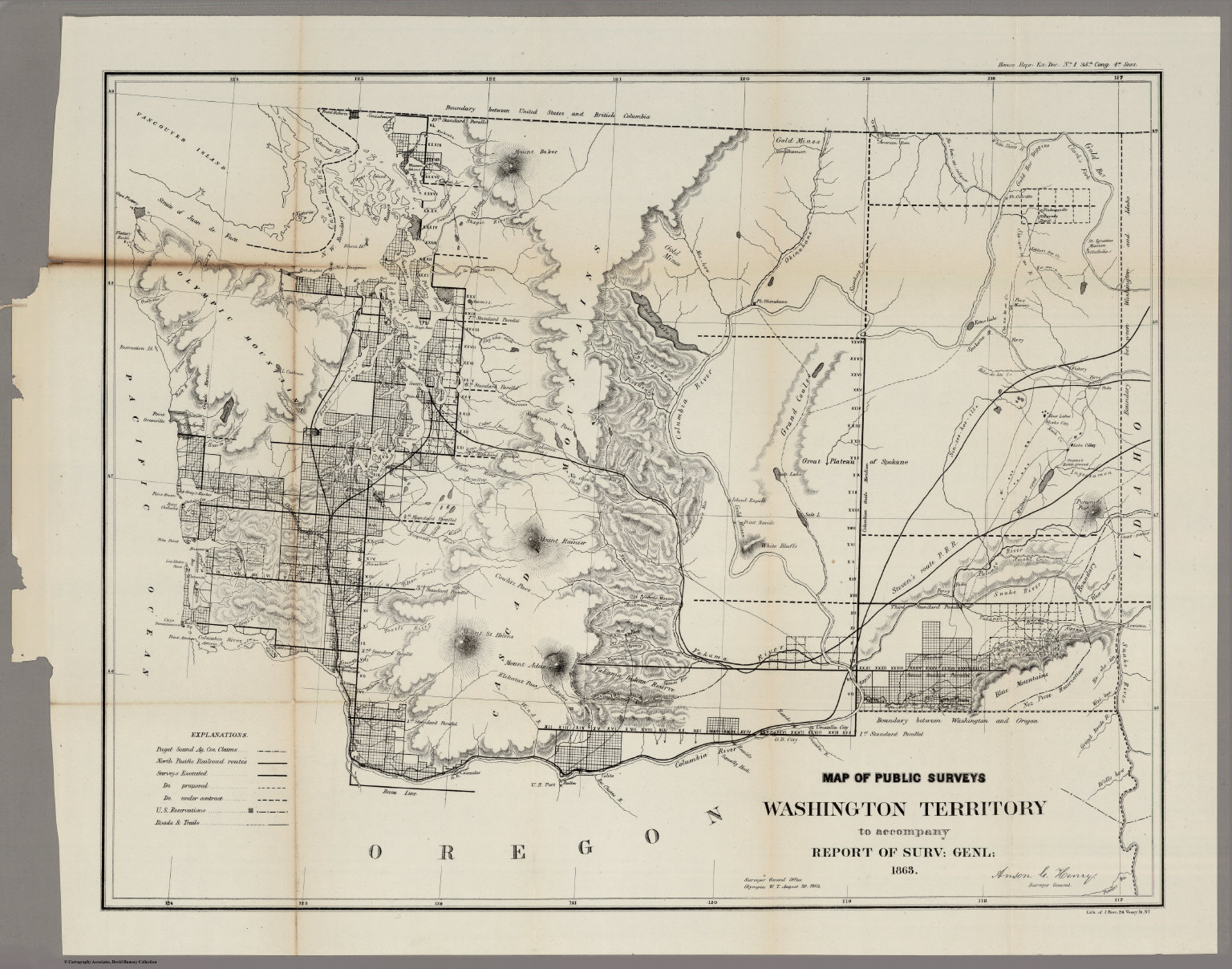Map of Public Surveys, Washington Territory, 1863 - David Rumsey ...