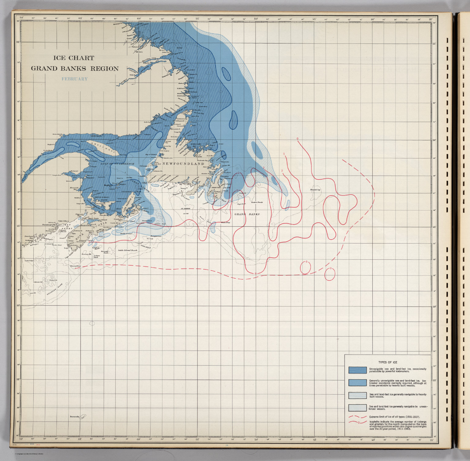 Ice Chart, Grand Banks Region, February. - David Rumsey Historical Map ...