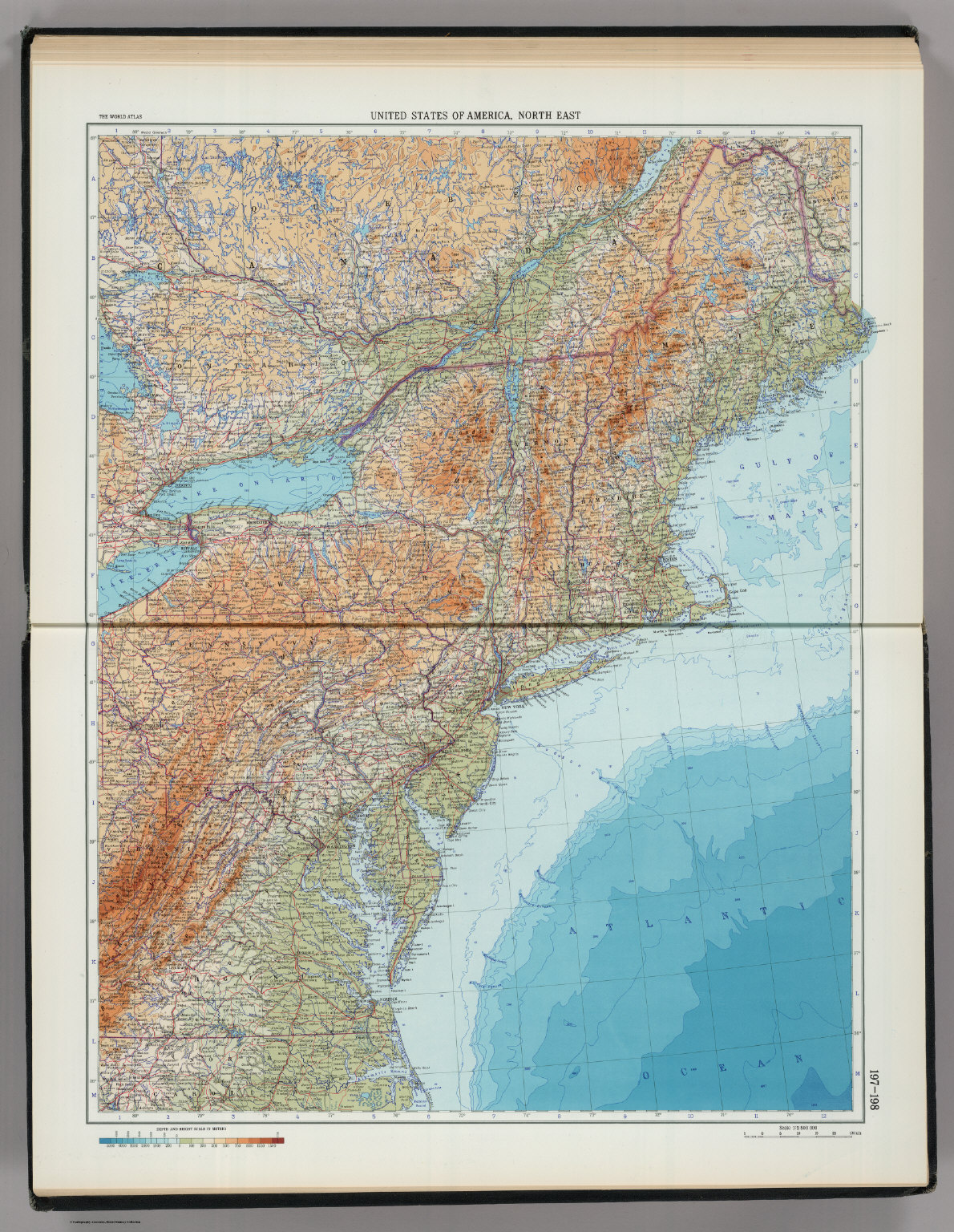 197-198. United States of America, North East. The World Atlas. - David ...