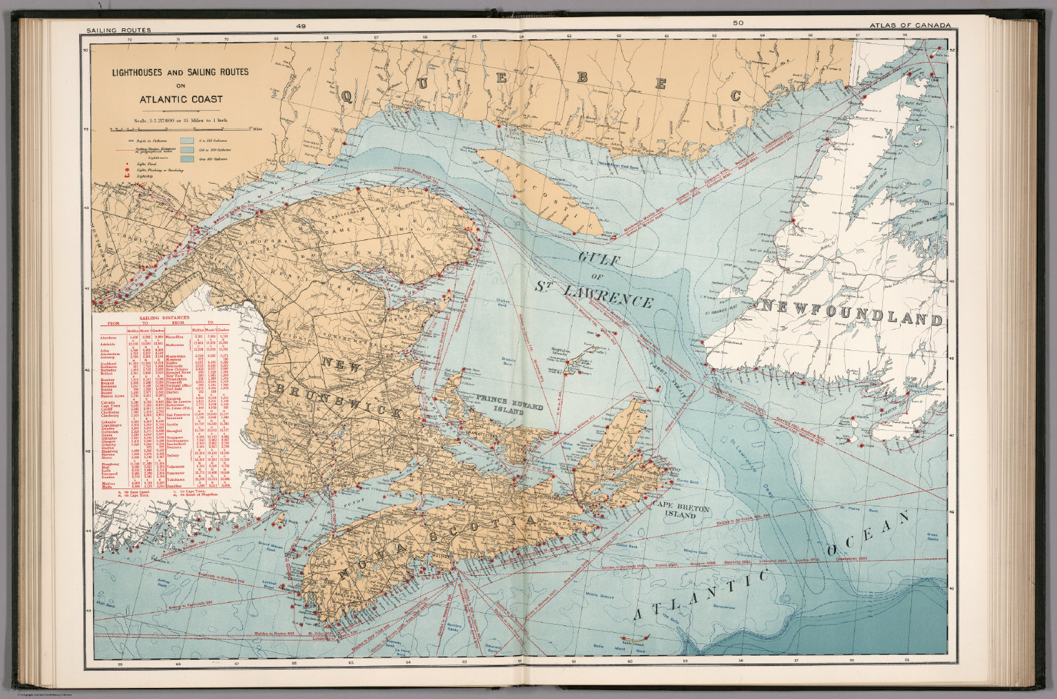 Lighthouses and sailing routes on Atlantic coast - David Rumsey ...