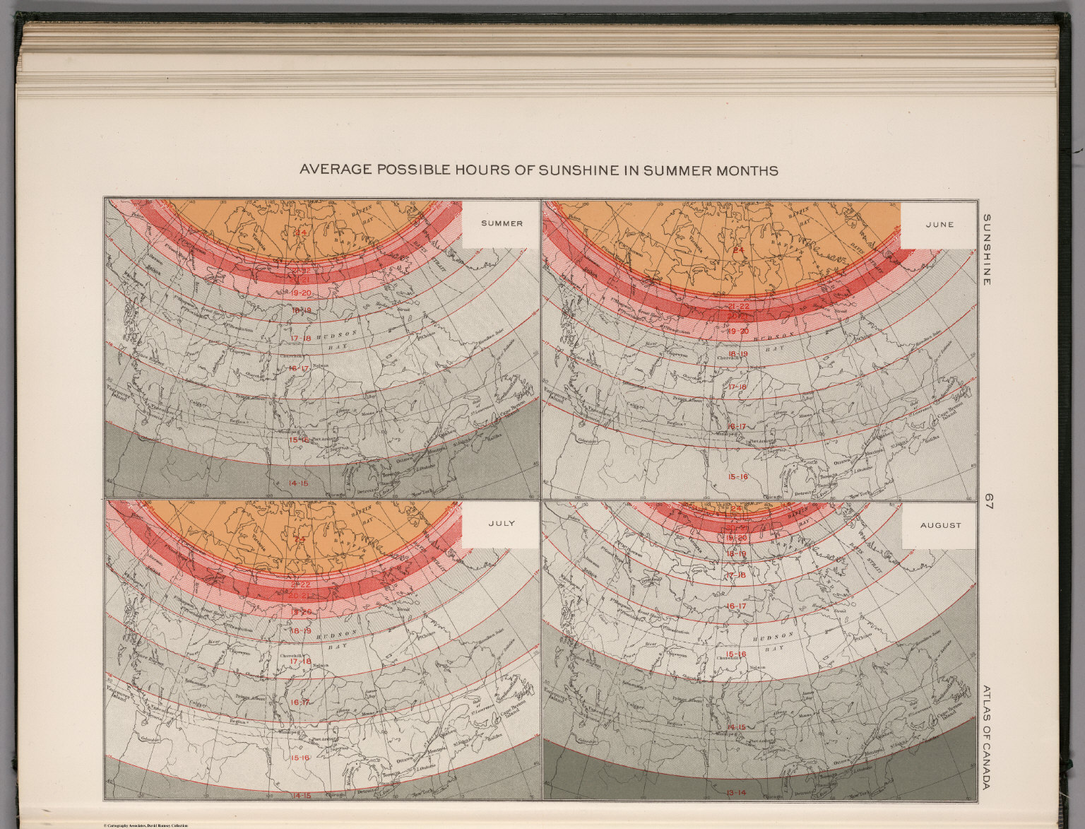 Average possible hours of sunshine in Summer months - David Rumsey ...