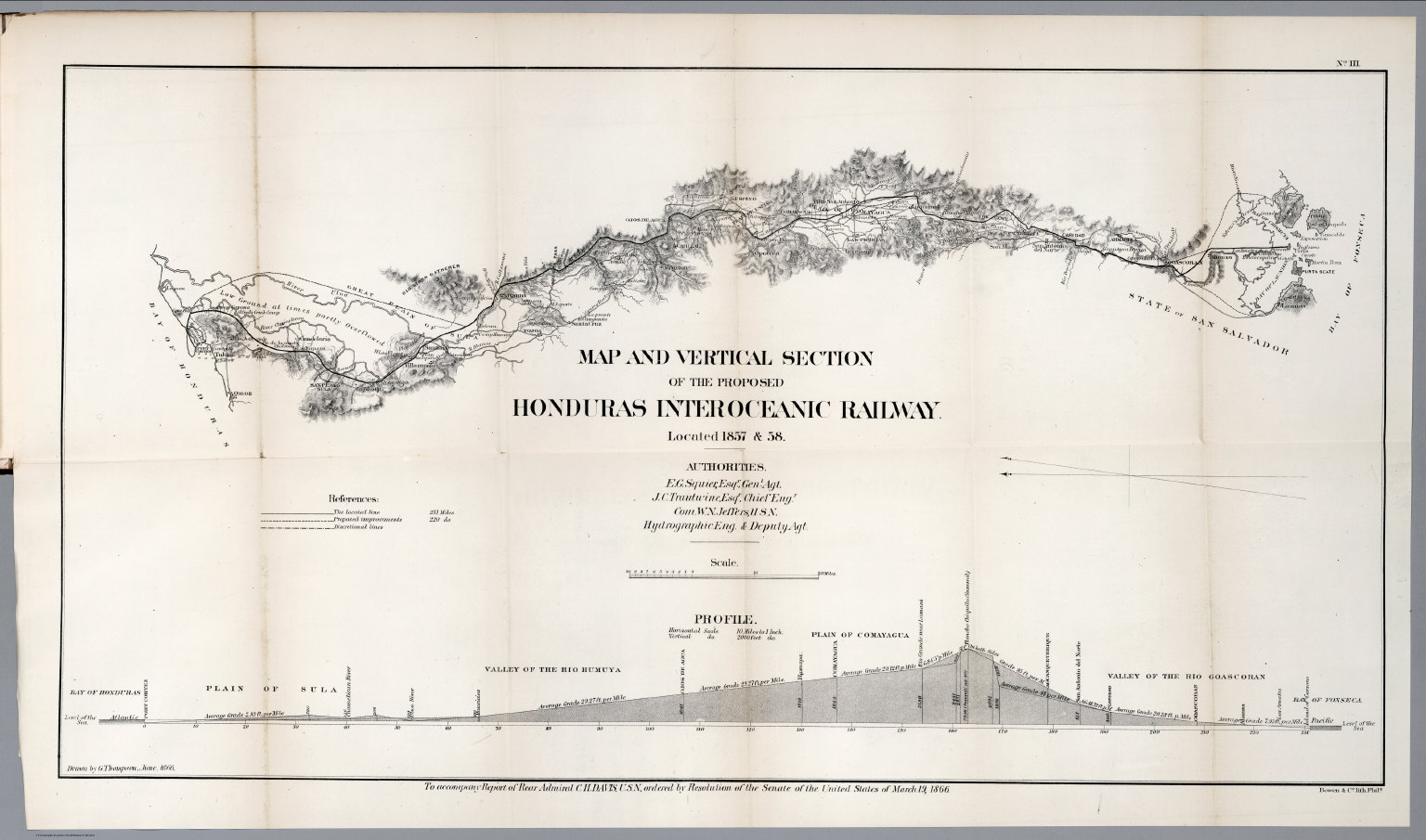 No.III. Map of vertical section of the proposed Honduras interoceanic railway - David Rumsey ...