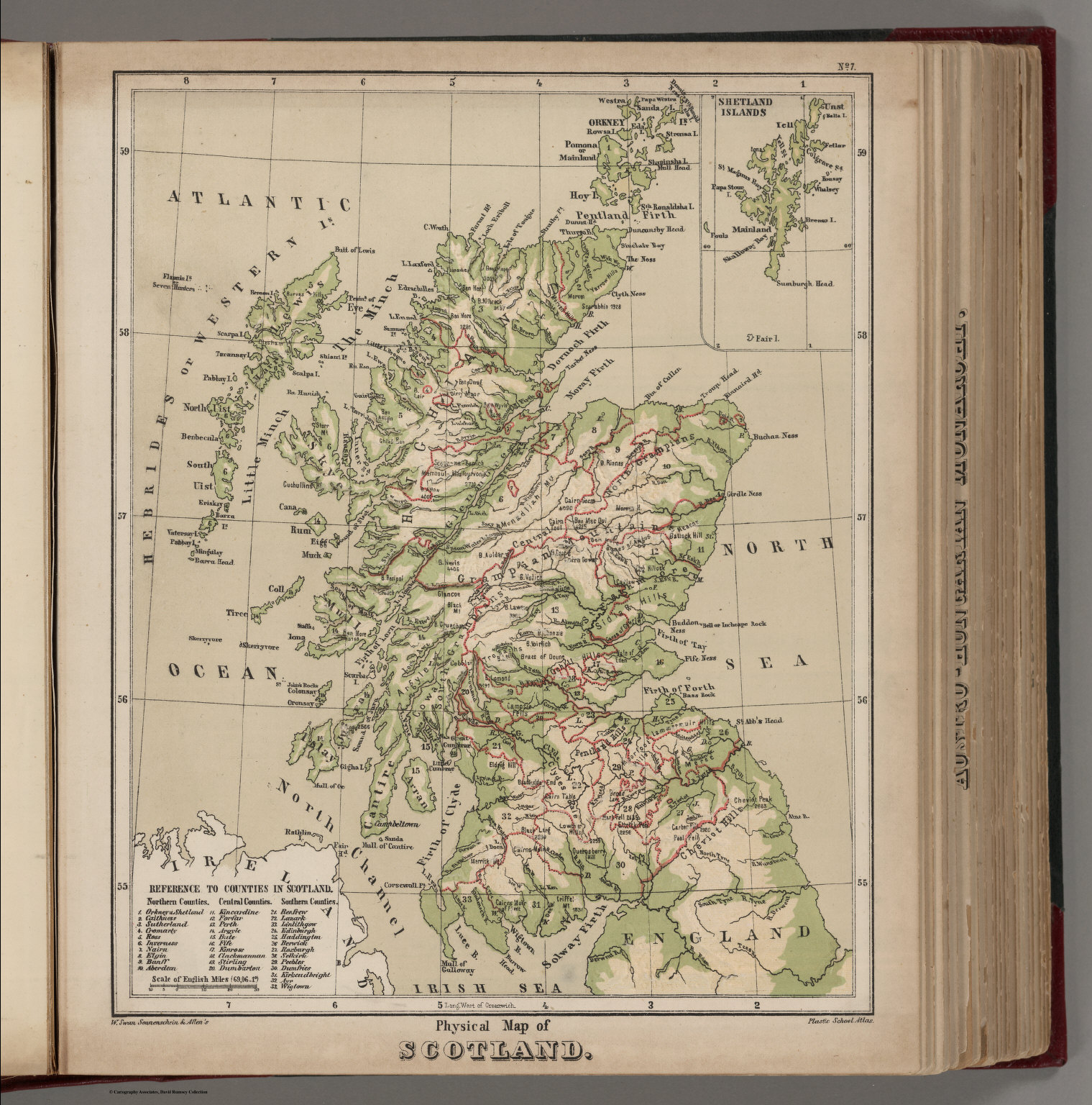 Physical map of scotland
