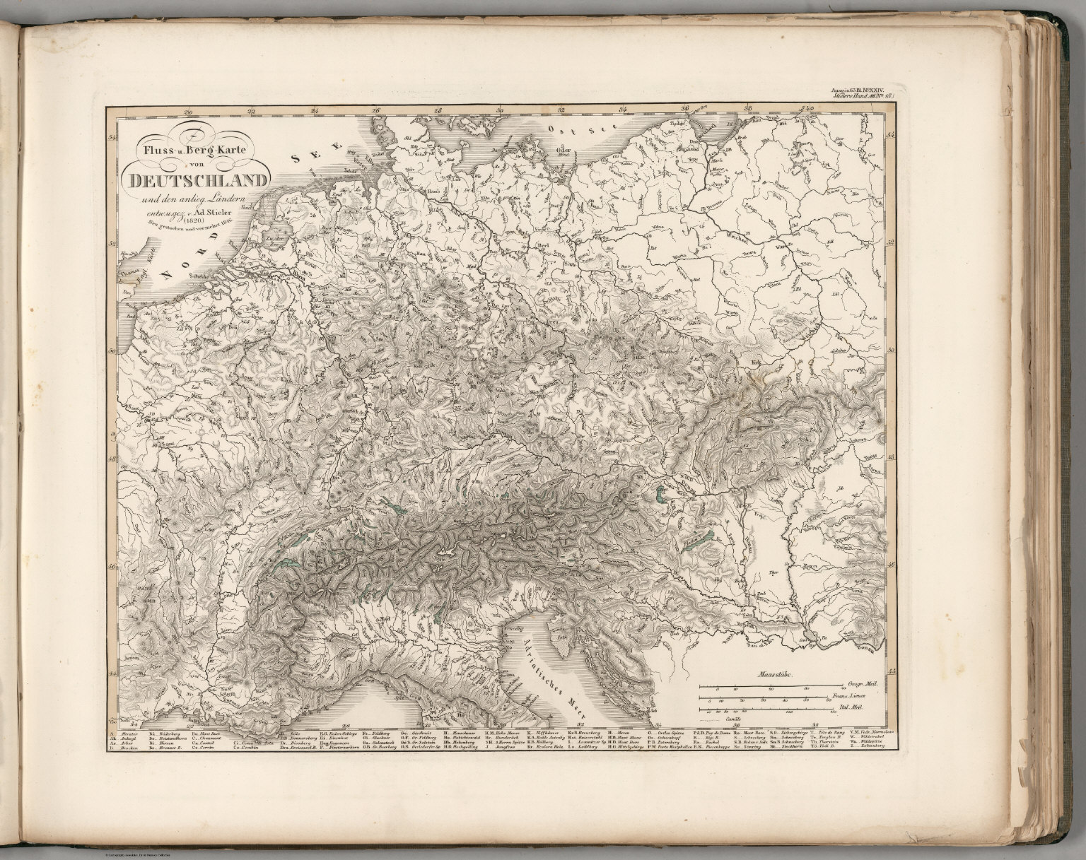 Fluss u. Berg-Karte von Deutschland. (River and Mountain Map of Germany ...