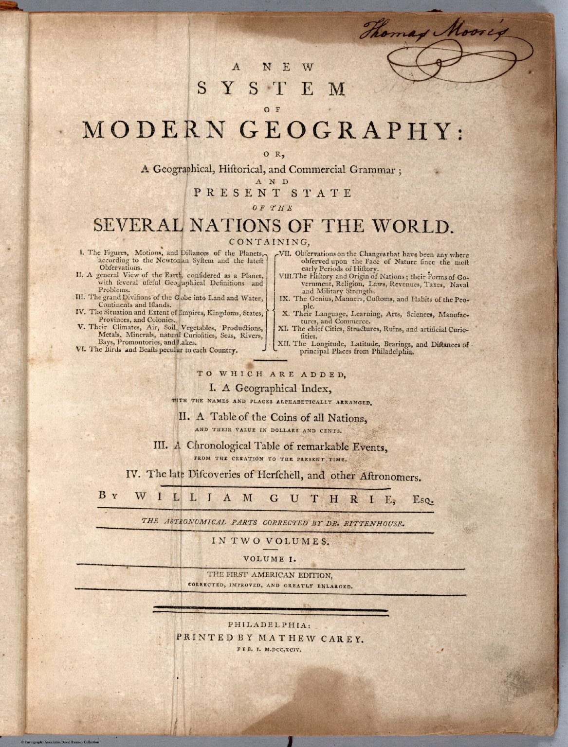 Title Page: V. 1: A New System of Modern Geography - David Rumsey ...