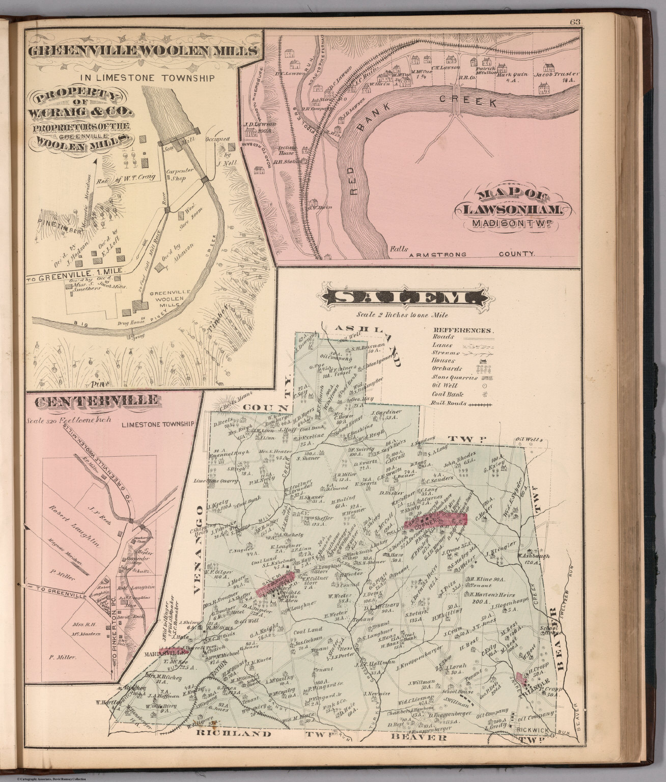 Salem, Clarion County, Pennsylvania. Greenville Woolen Mills. Map of ...