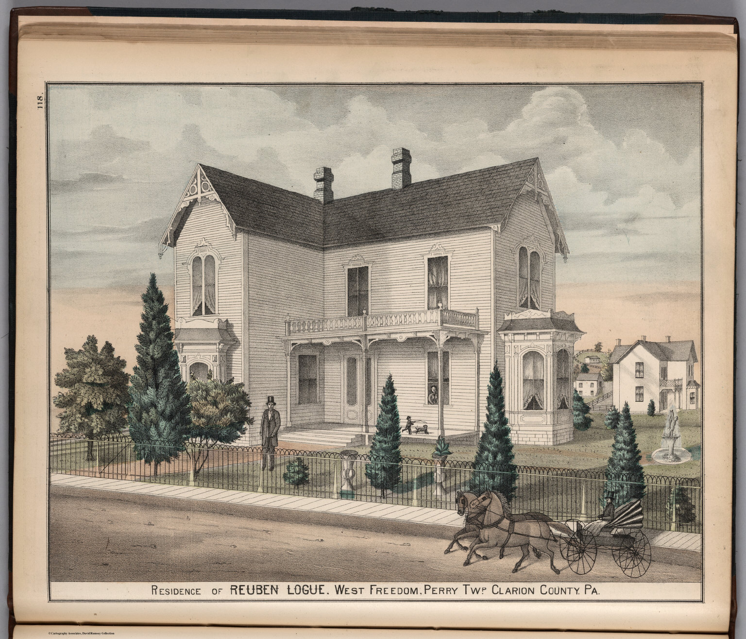 View: Residence of Reuben Logue. - David Rumsey Historical Map Collection