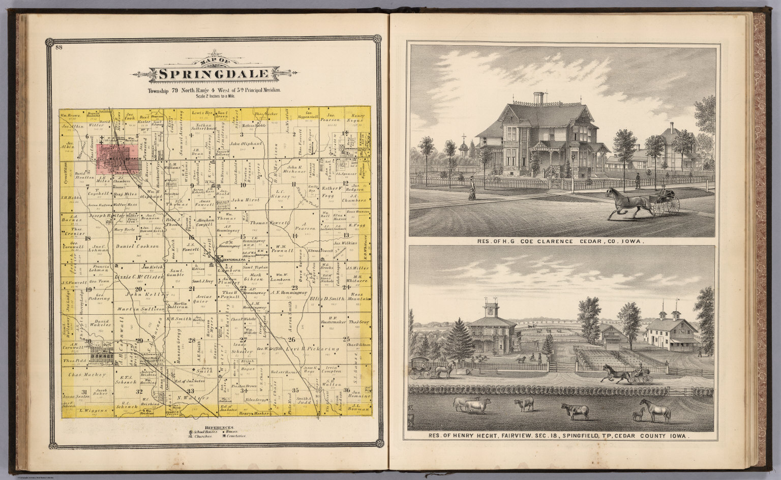 Springdale Township, Cedar County, Iowa. View: Residences of H.G. Coe ...