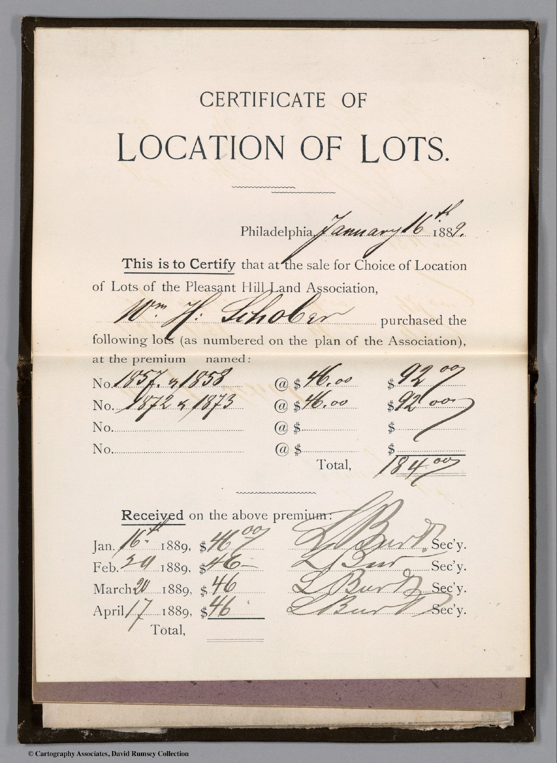 Text Page: Certificate of Location of Lots - David Rumsey Historical ...