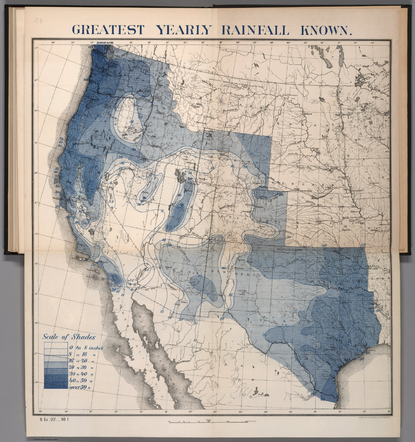 15. Greatest yearly rainfall known - David Rumsey Historical Map Collection