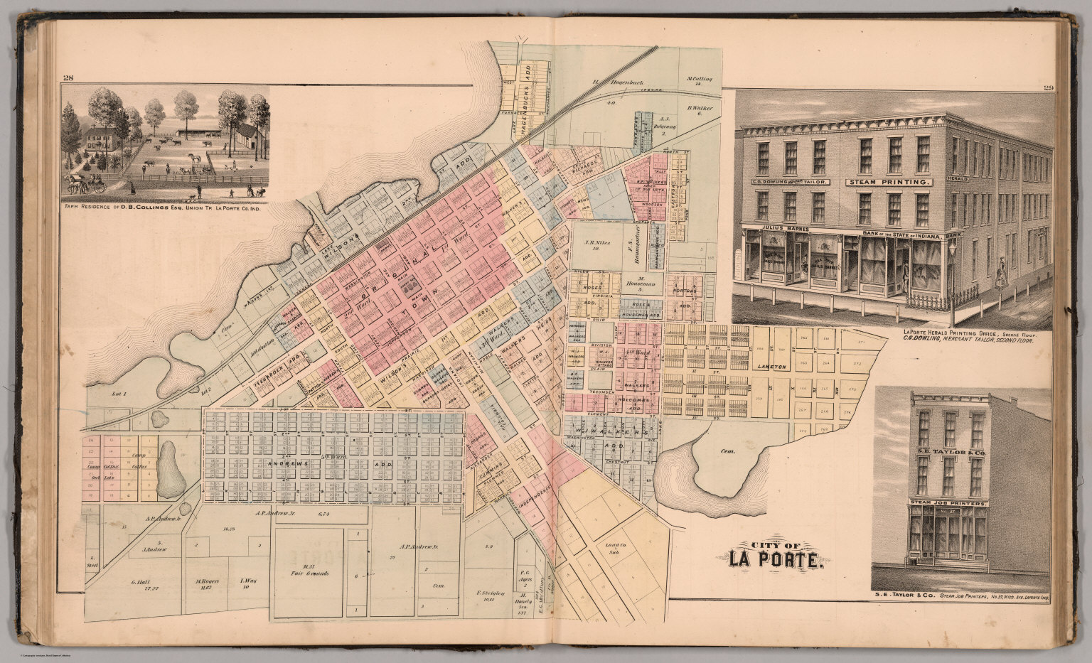 City of La Porte. (View) Farm Residence of D.B. Collins and Business ...