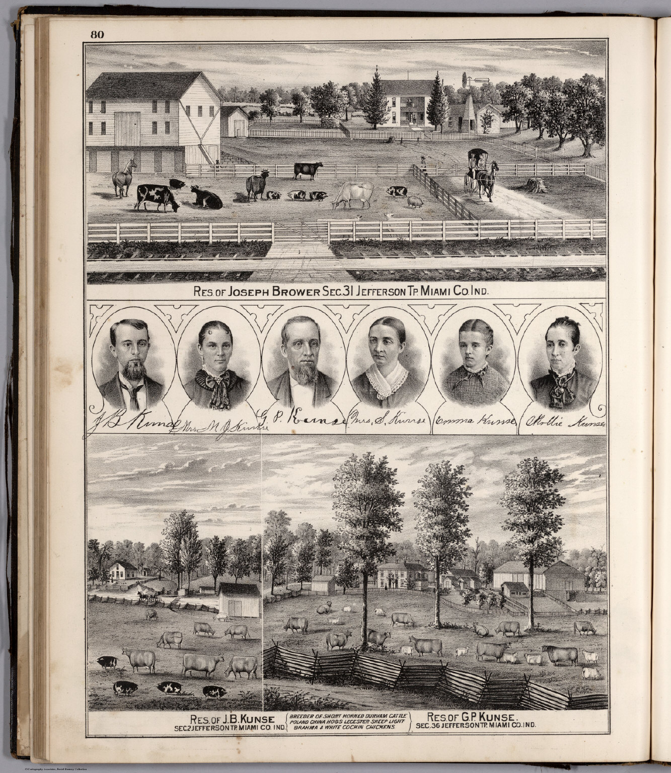 View: Residences of Joseph Brower, etc., Miami County, Indiana ...