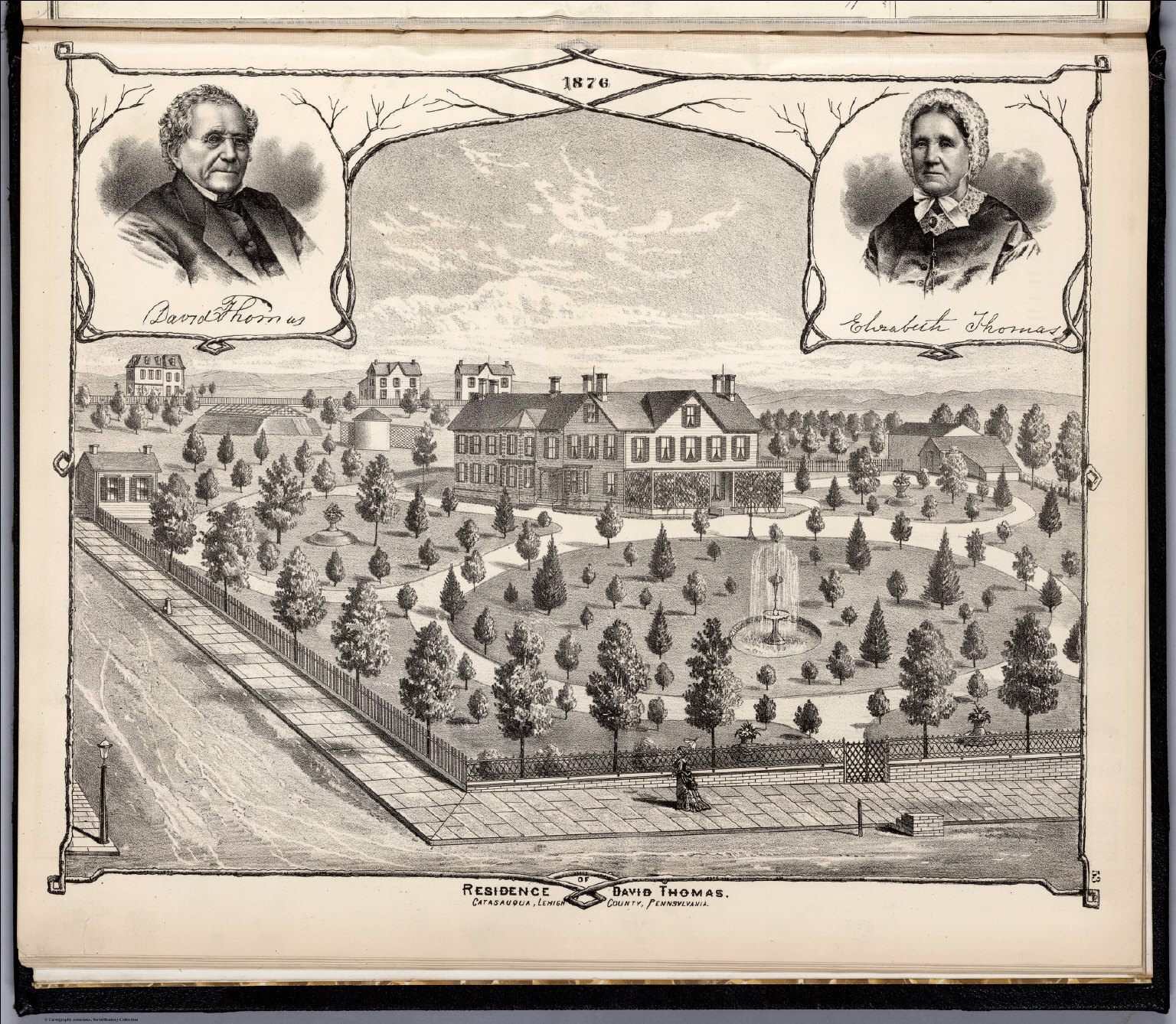 View: Residence of David Thomas, 1876. - David Rumsey Historical Map ...