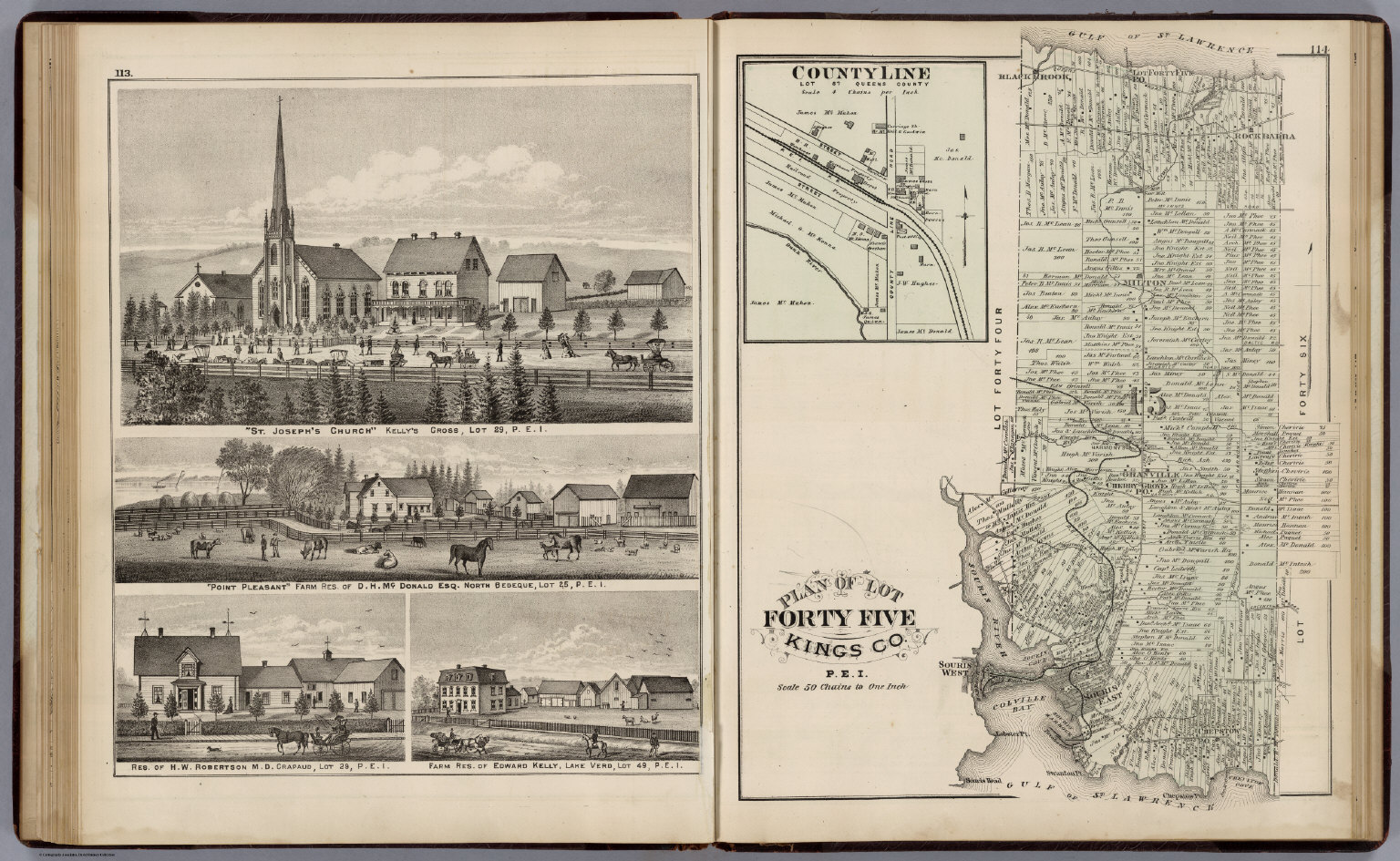 Views: Church and Residences, P.E.I. Map: Plan of Lot Forty Five, Kings ...
