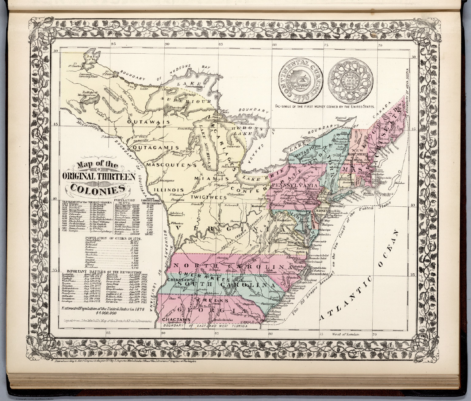 Map of the Original Thirteen Colonies - David Rumsey Historical Map ...
