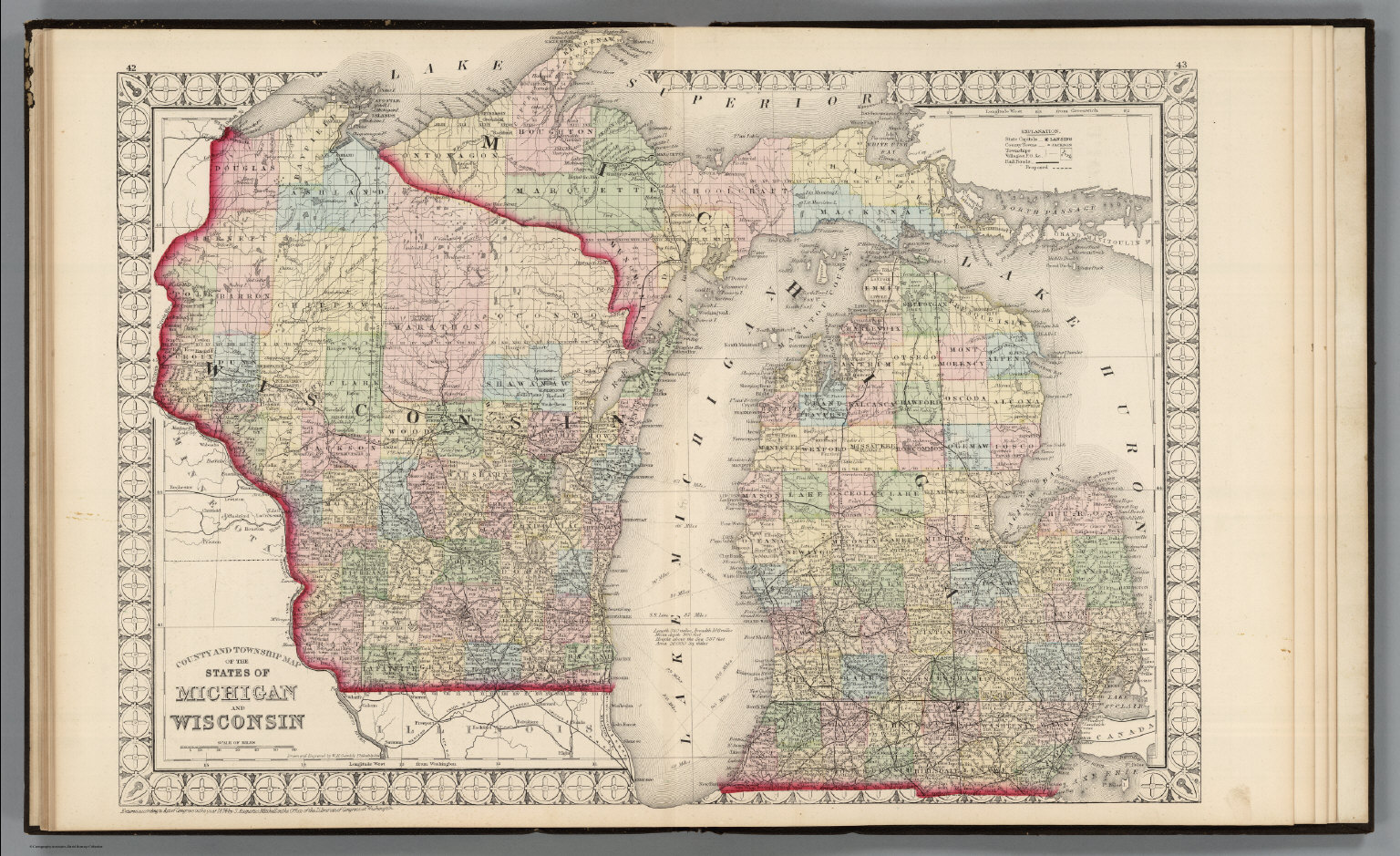 County and Township Map of the States of Michigan and Wisconsin ...
