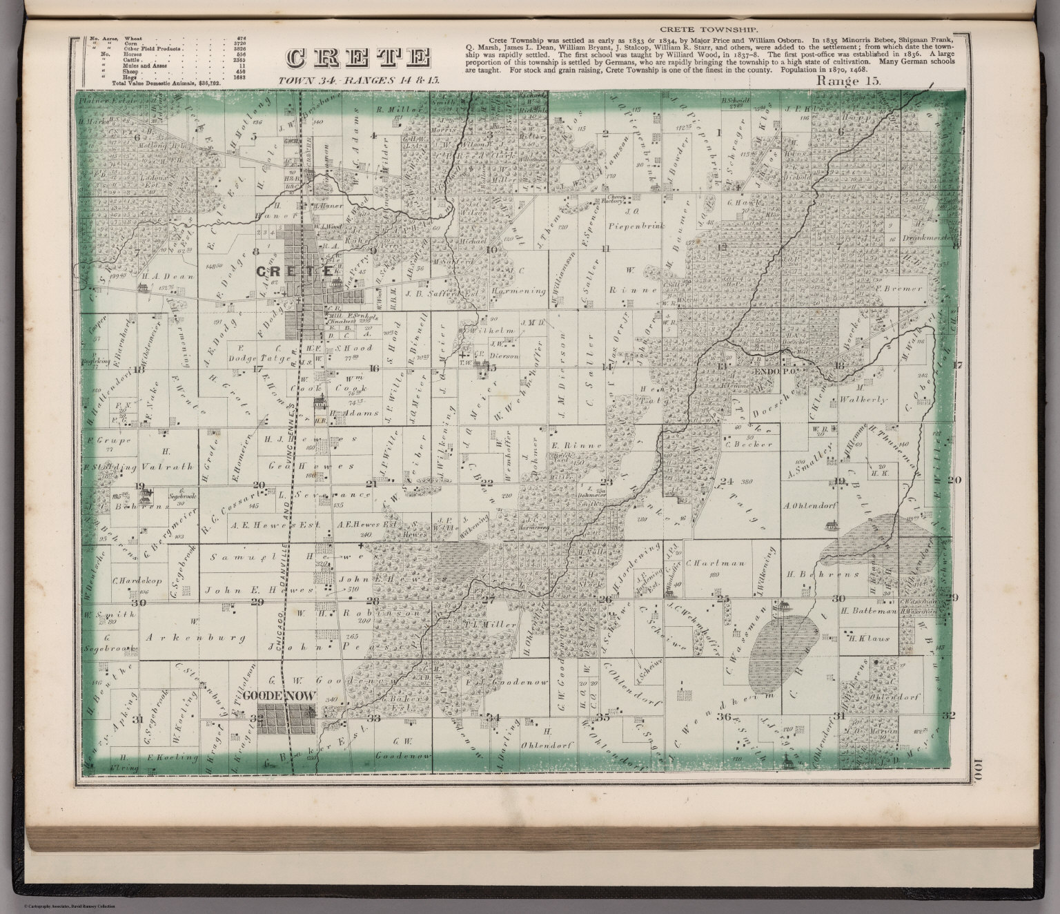 Crete Town 34, Ranges 14 & 15 (Range E.), Will County, Illinois ...