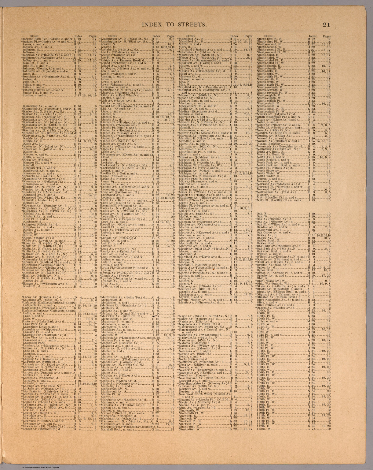 Index Page: (Continues) Index to Streets: Map of Chicago with new ...