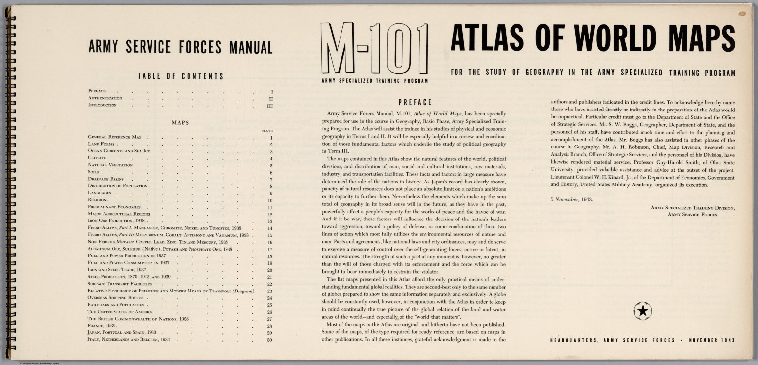 Title Page: Atlas of World Maps. Index Page: Table of Contents. Text: Preface. - David Rumsey ...