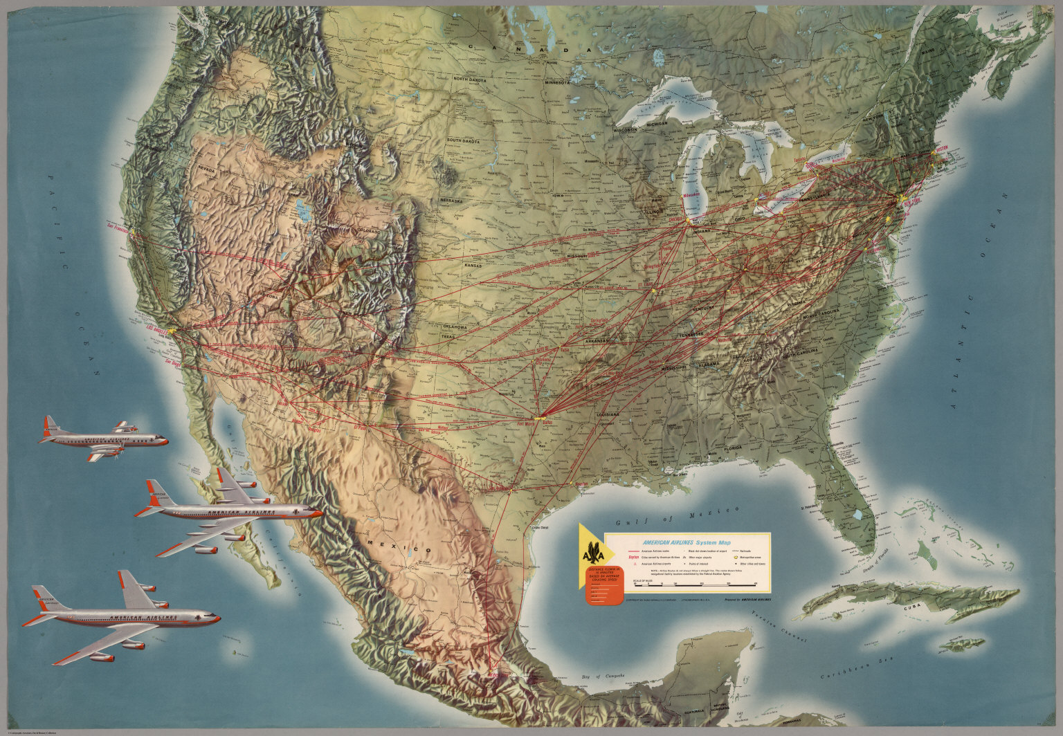 American Airlines System Map. - David Rumsey Historical Map Collection