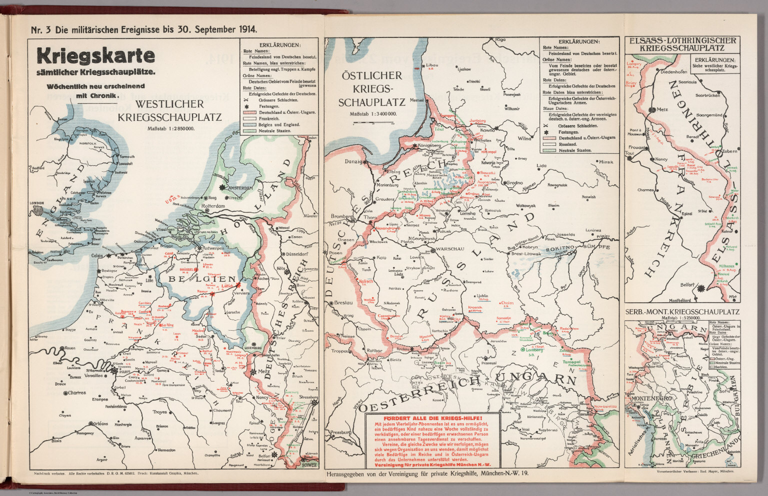 World War I Map (German), Nr. 3. Military Events ... to September 30 ...