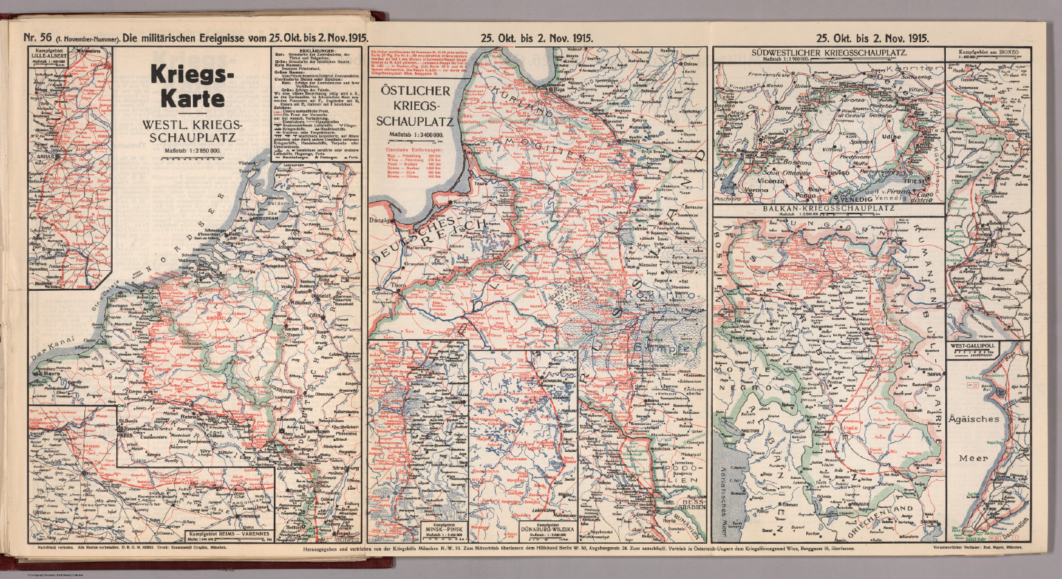 World War I Map (German), Nr. 56. Military Events ... to November 2 ...